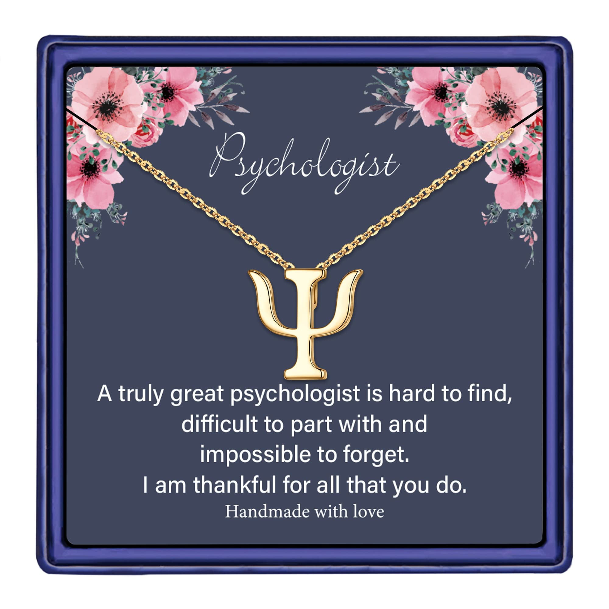 Psychology Gifts Psi Symbol Necklace Dainty Psi Necklace Caduceus Angel ...