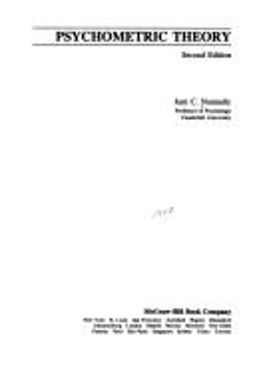 Pre-Owned Psychometric Theory (Paperback) 0070474656 9780070474659 ...