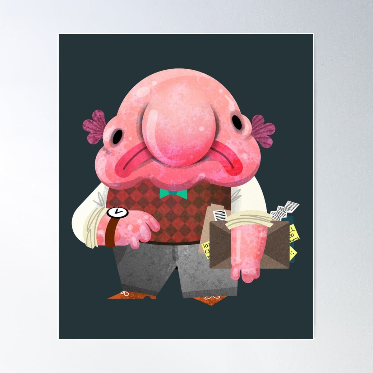 Psychrolutes Marcidus Blobfish Poster Wall Art, Modern Wall Decor For ...