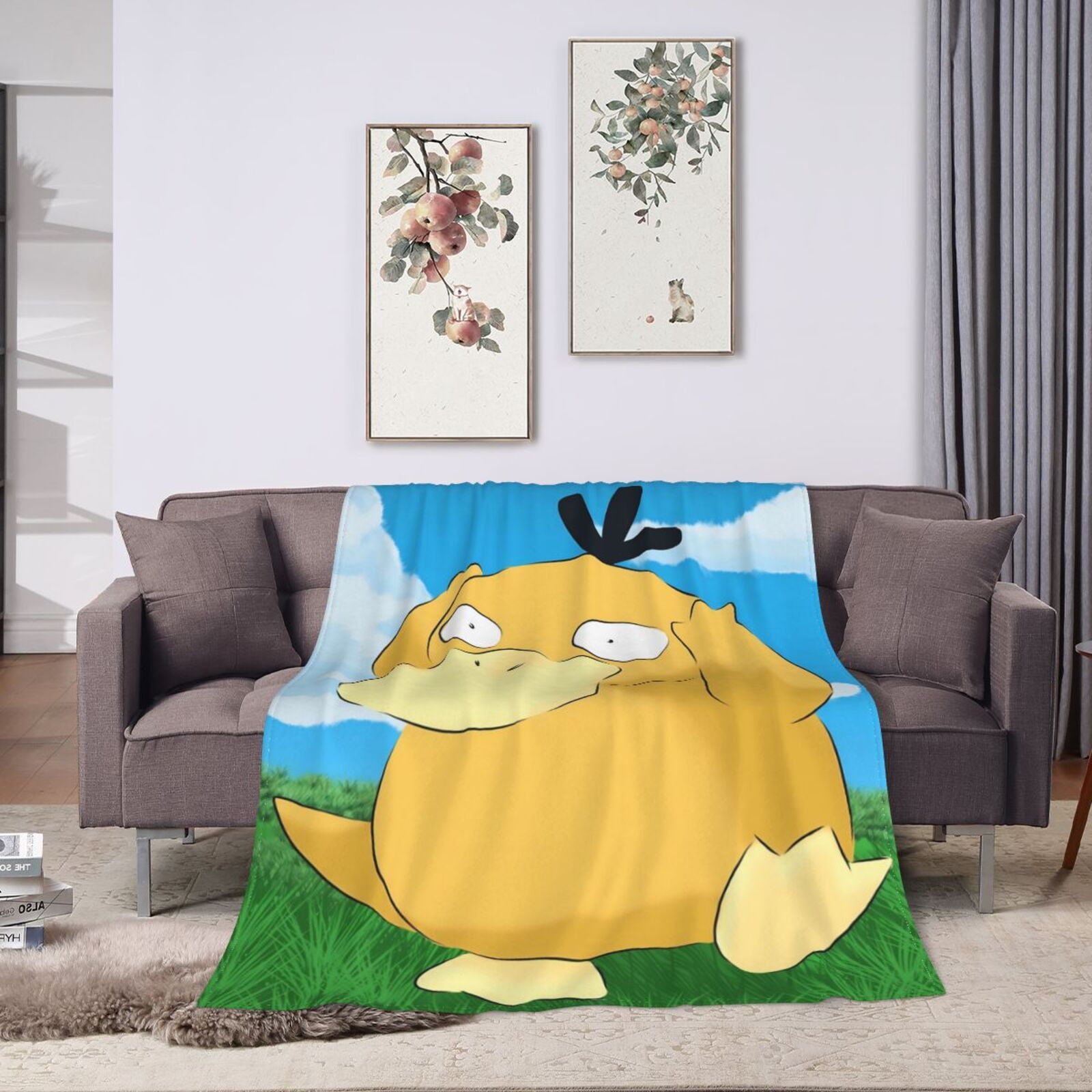 Psyduck Blanket Lightweight Cozy Bed Blankets Soft Flannel Throw Blanket Fit Couch Sofa Suitable ...