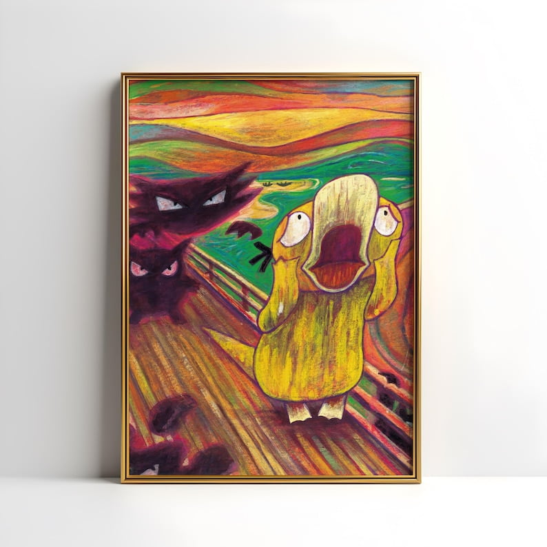 Psyduck Munch Style Digital Print | Pokemon Digital Print | Pokemon ...