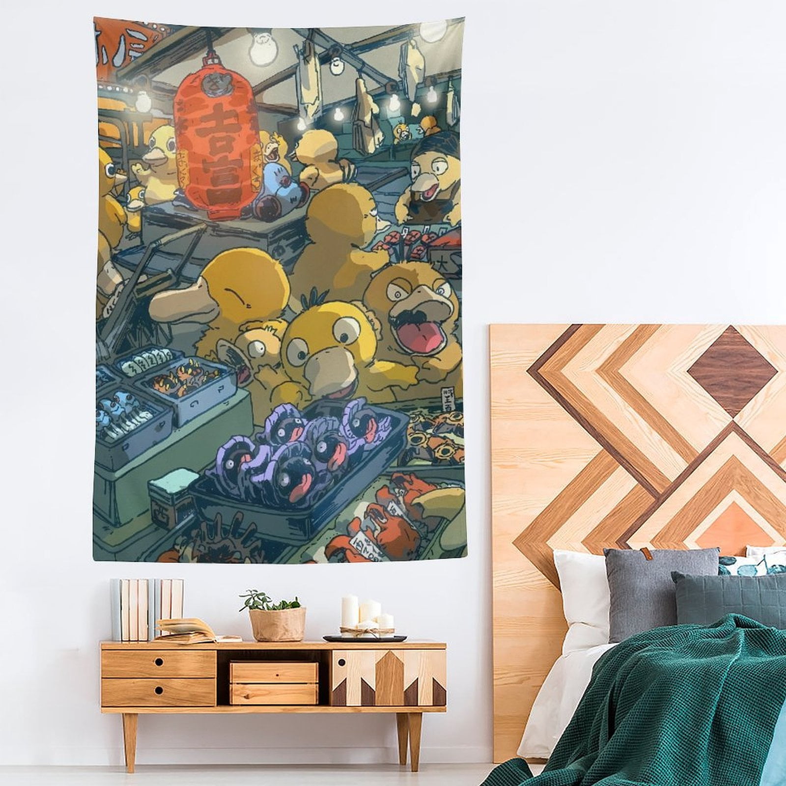 Psyduck Tapestry Bedroom Indie Vertical Tapestry Wall Hanging for ...
