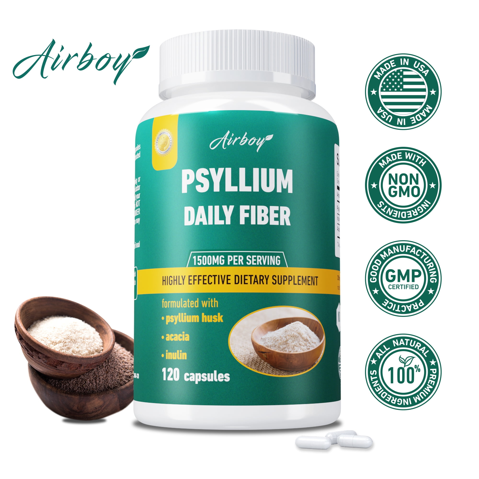 Psyllium Daily Fiber - Inulin, Acacia - Regularity Gut Health, Colon ...