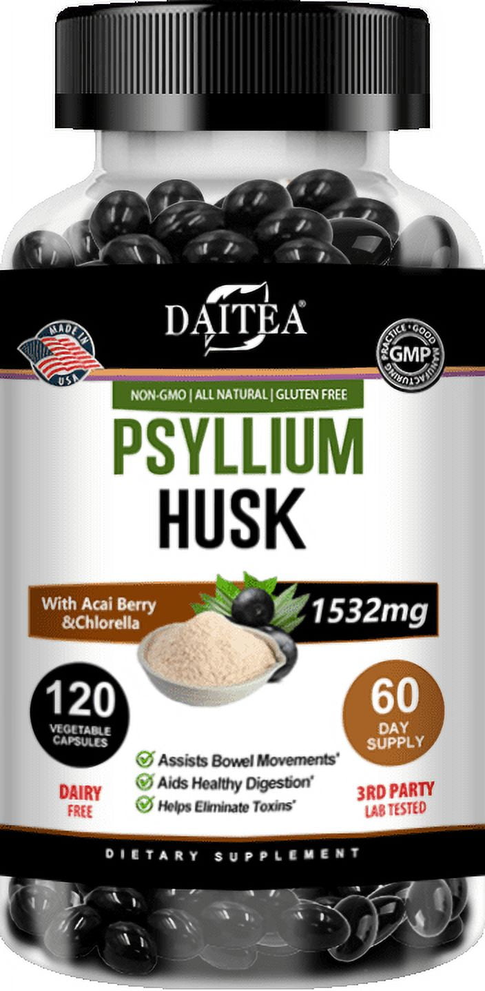 Psyllium Husk 1500mg Per Serving - Assists Bowel Movements and Aids ...