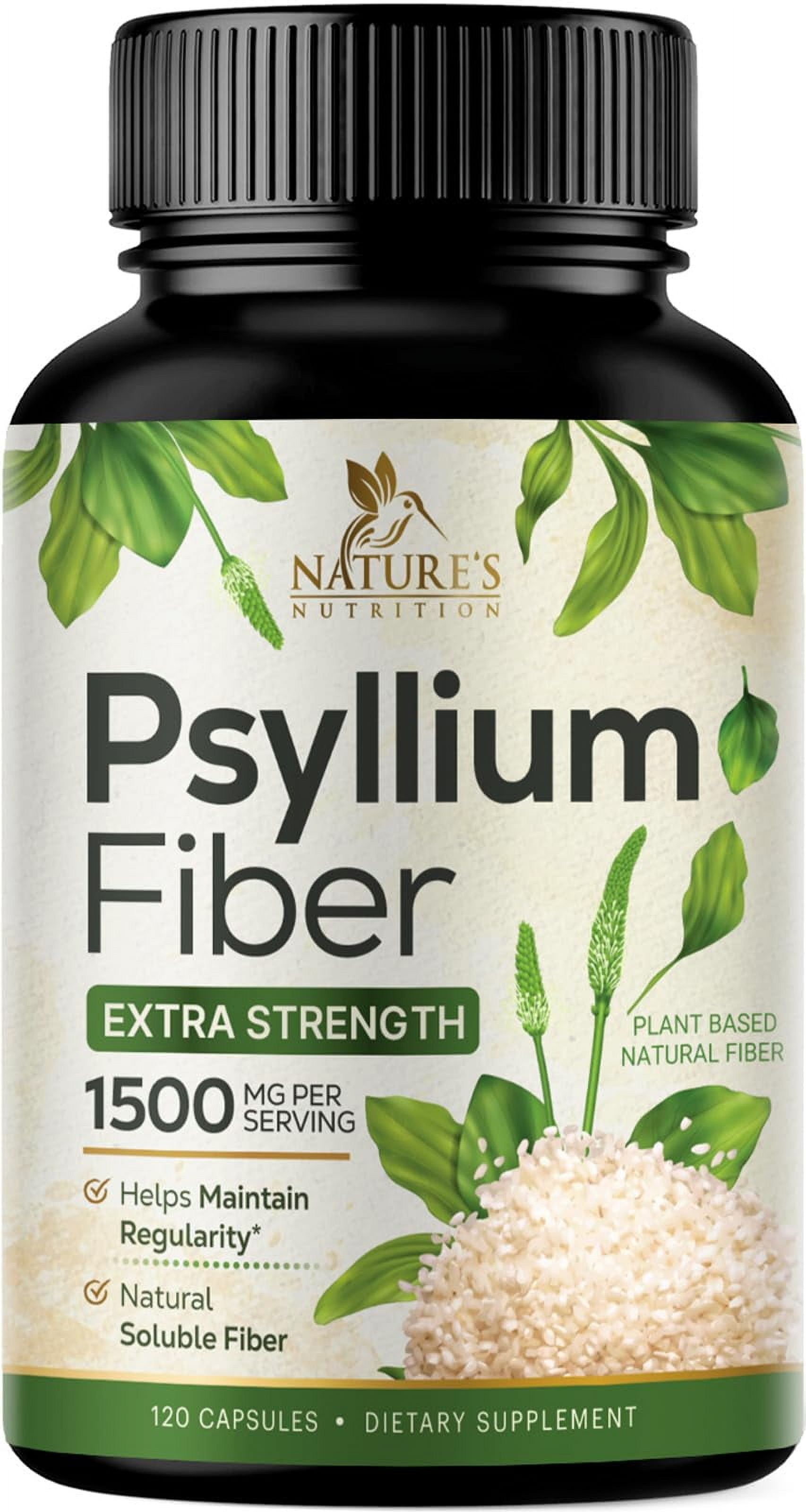 Psyllium Husk Fiber Supplement 1500mg, Natural Daily Soluble ...