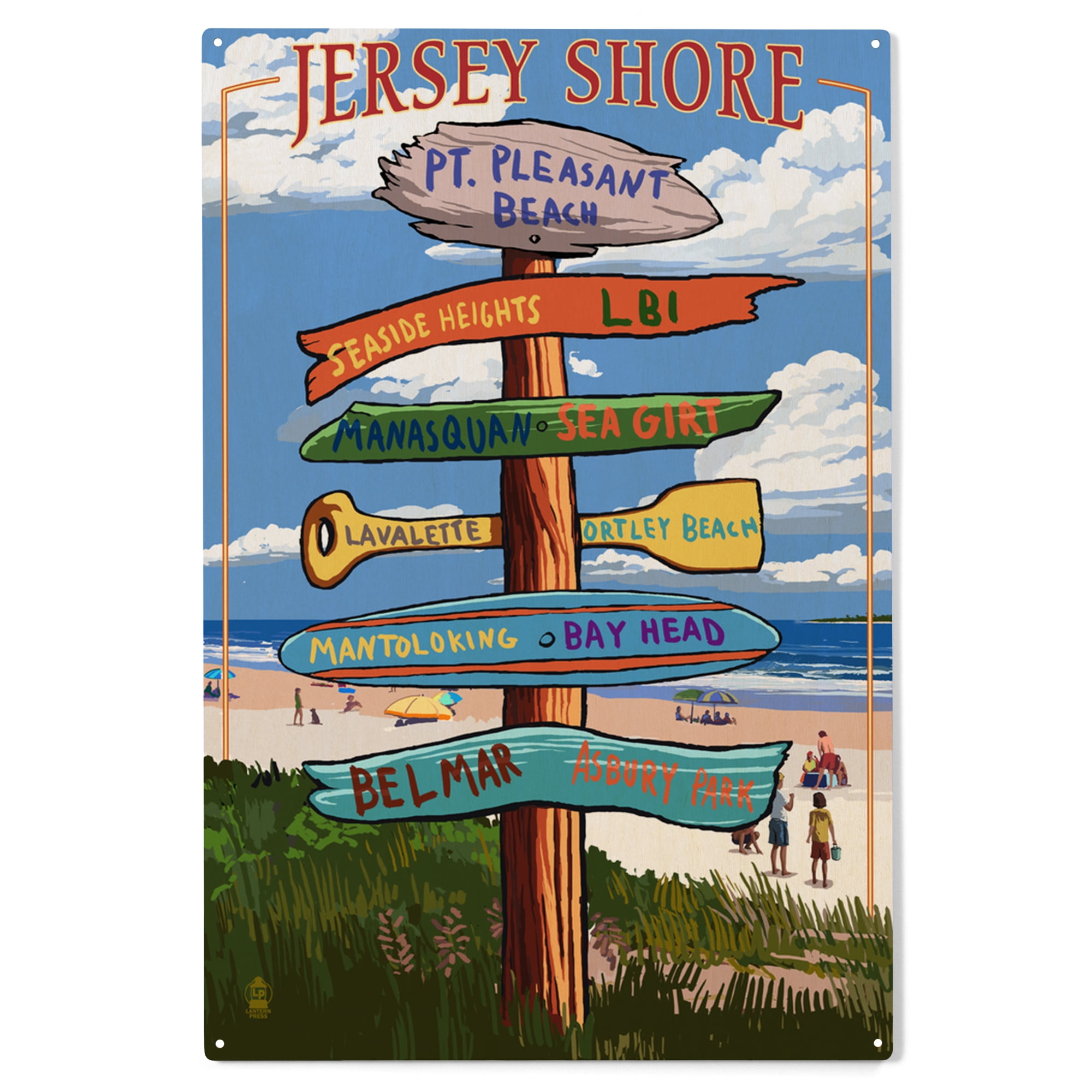 Pt. Pleasant Beach, New Jersey, Destinations Sign Birch Wood Wall Sign ...