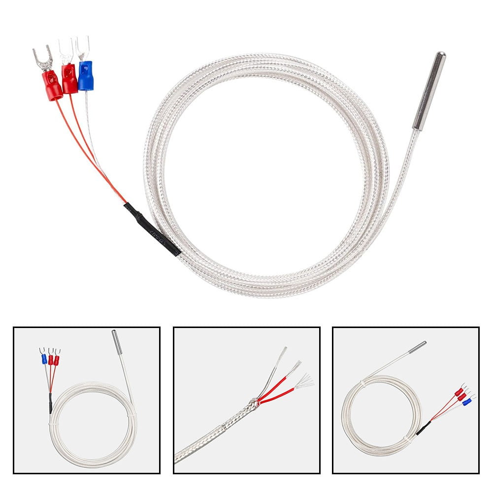Pt100 Temperature Sensor Probe,Waterproof Stainless Steel Thermistor Three Wire 3Meter - Walmart.com