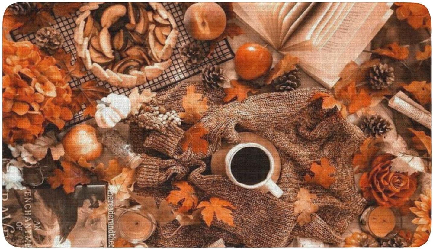 PtRug Fall Maple Thanksgiving Comfort Kitchen Rug Warm Farmhouse Style ...