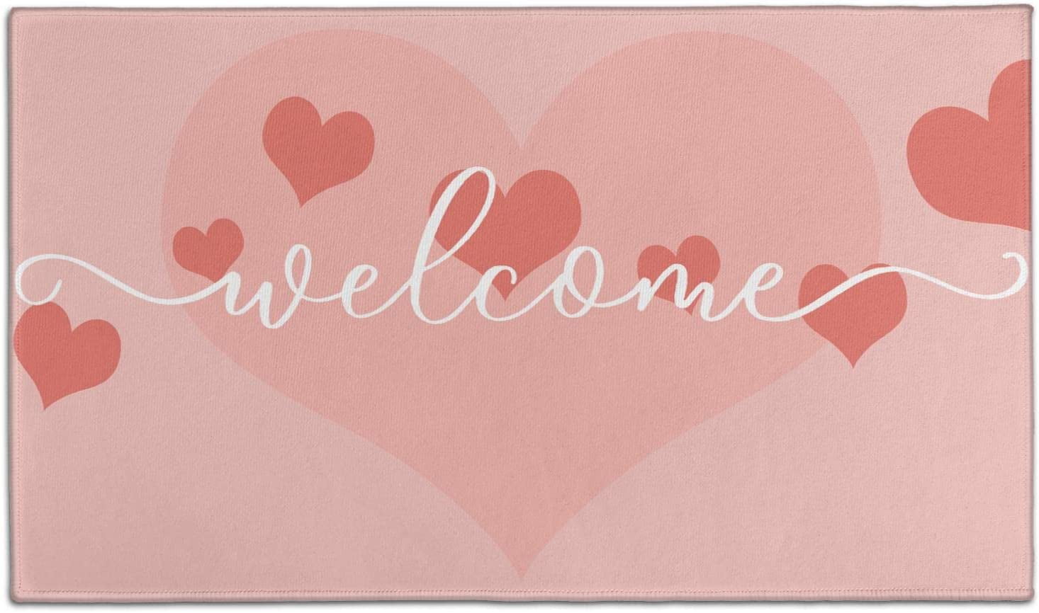 PtRug Valentines Day Door Mat Love Truck Decorative Pink Heart Kitchen ...