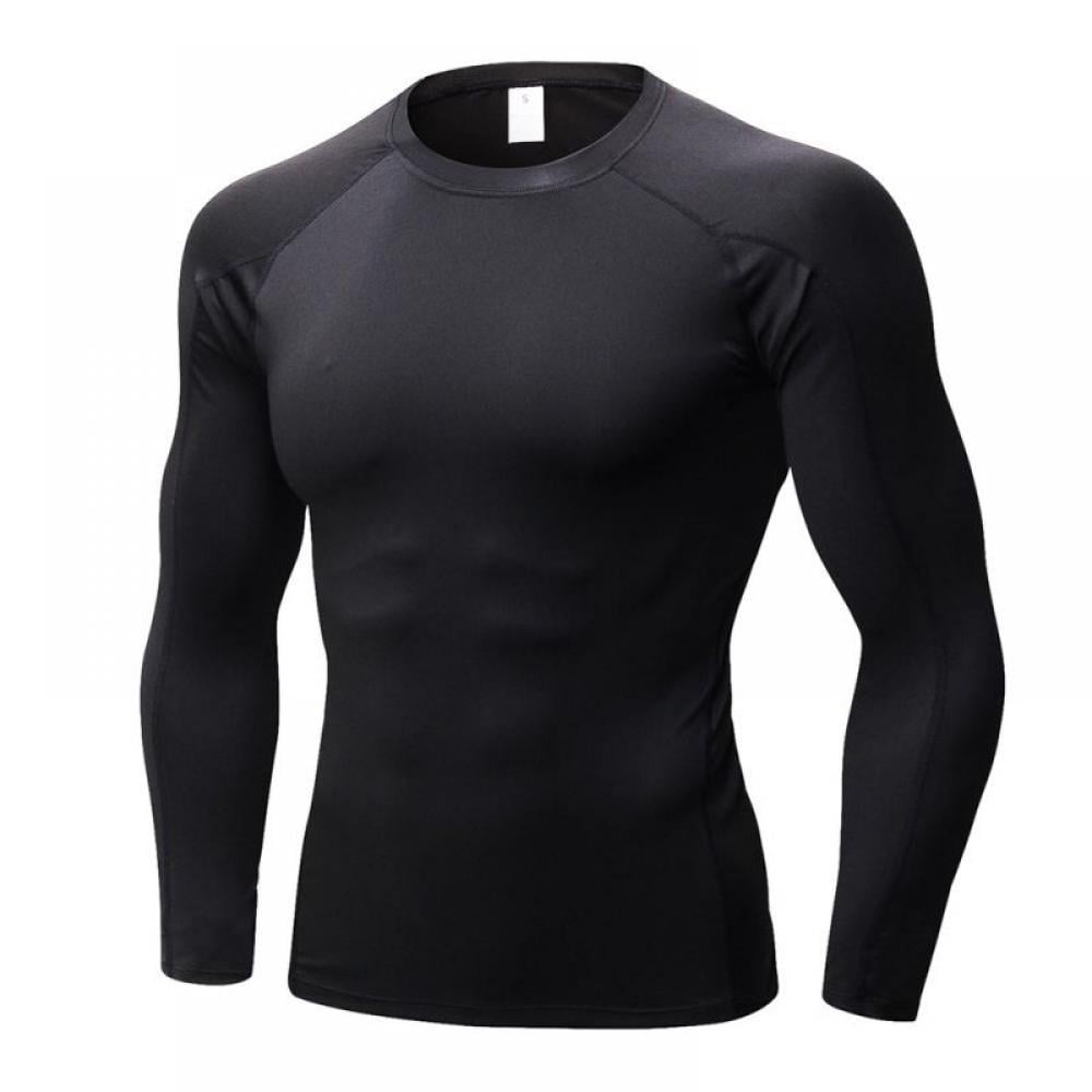 Ptantonss Long Sleeves Mens Compression Shirts Bodybuilding Skin Tight ...