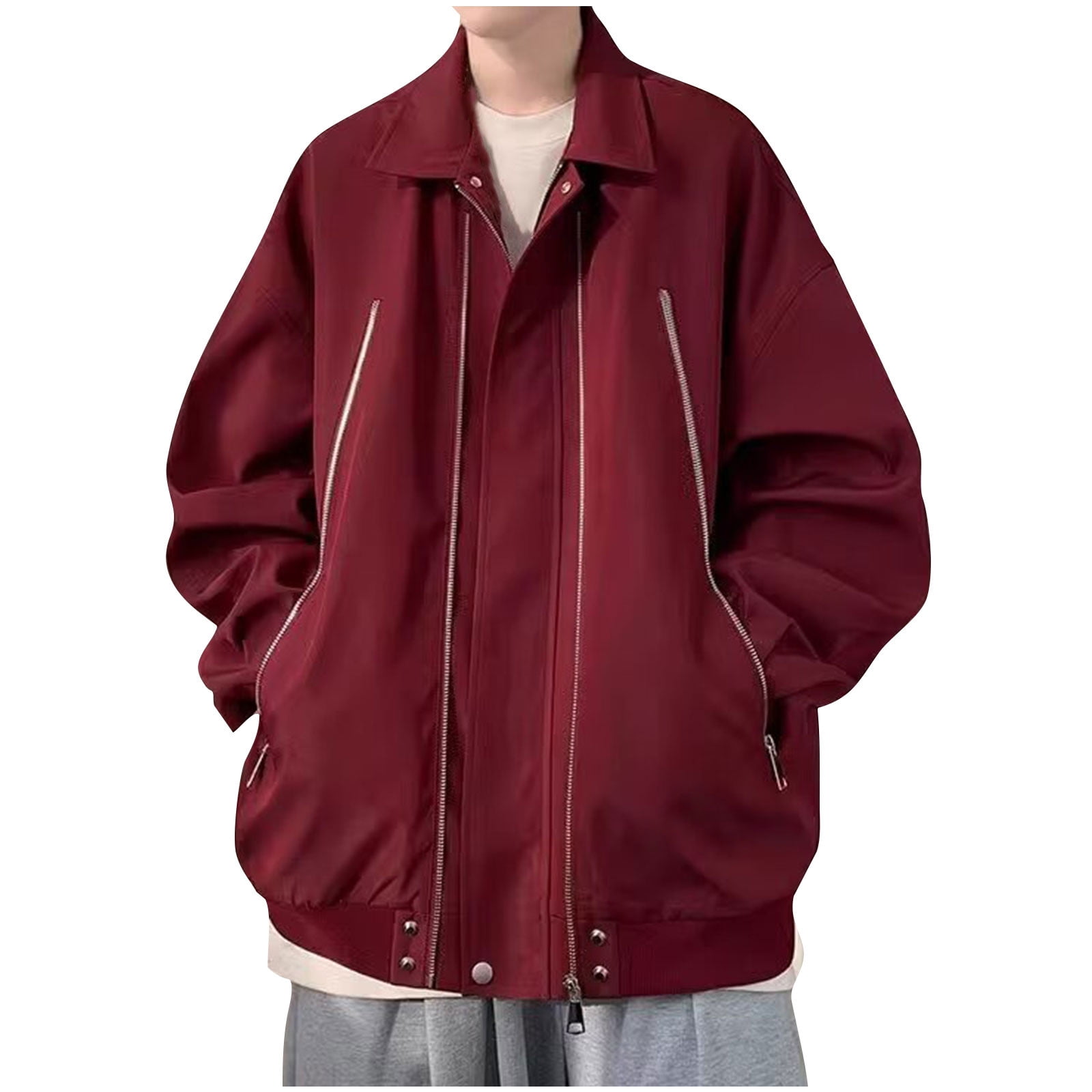 Ptauao Men's Y2k Jacket Zip Up Lightweight Oversized Vintage Varsity ...