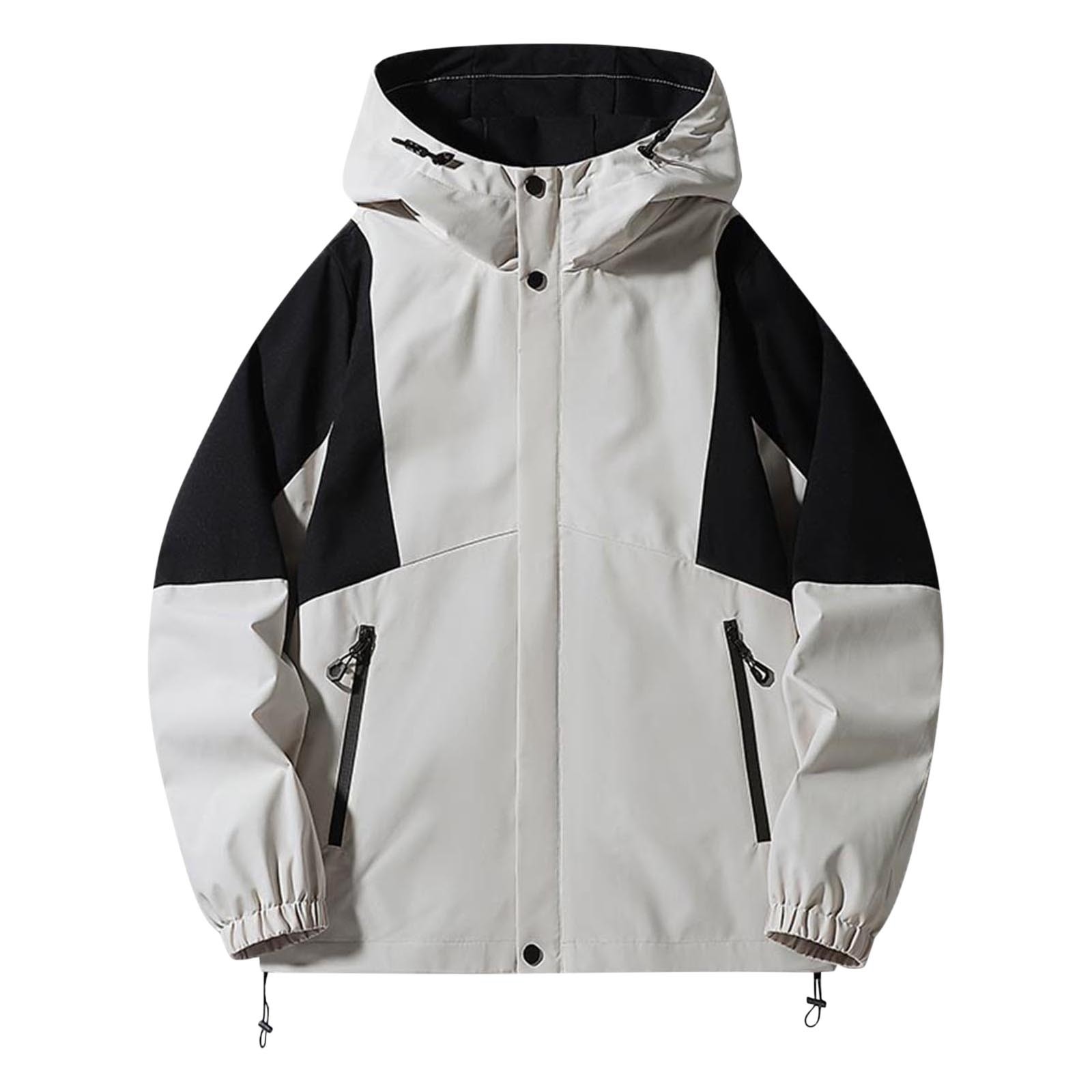 Ptauao Mens Color Block Track Coat Windbreaker Jacket Fall Winter Long ...