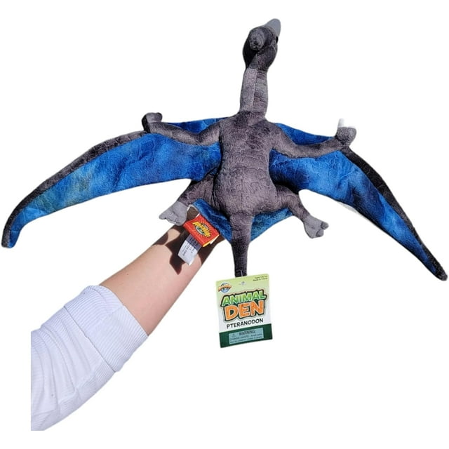 Pteranodon Soft Plush Toy (13" x 24") Blue with Grey. Soft Stuffed ...