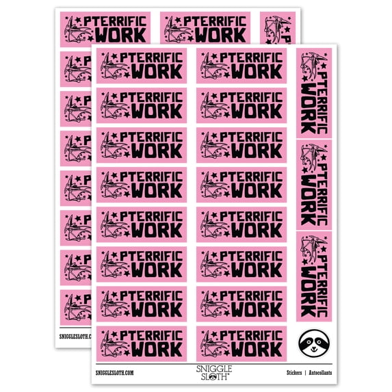 Pterrific Terrific Work Pterodactyl Teacher Student School Sticker Set ...