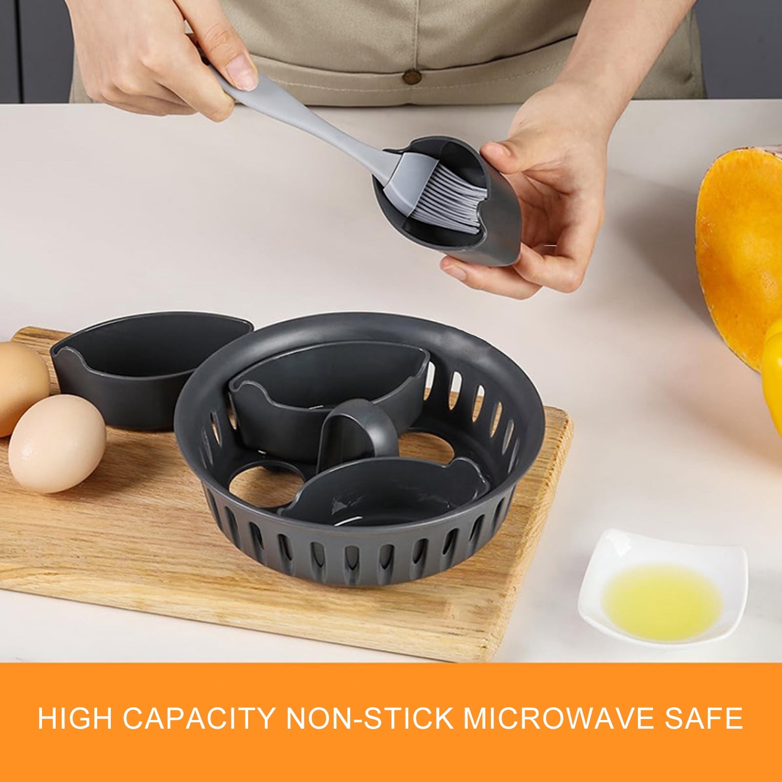 Ptetnvg 2-In-1 Egg Steamer High Capacity Microwave Safe Steaming Rack ...