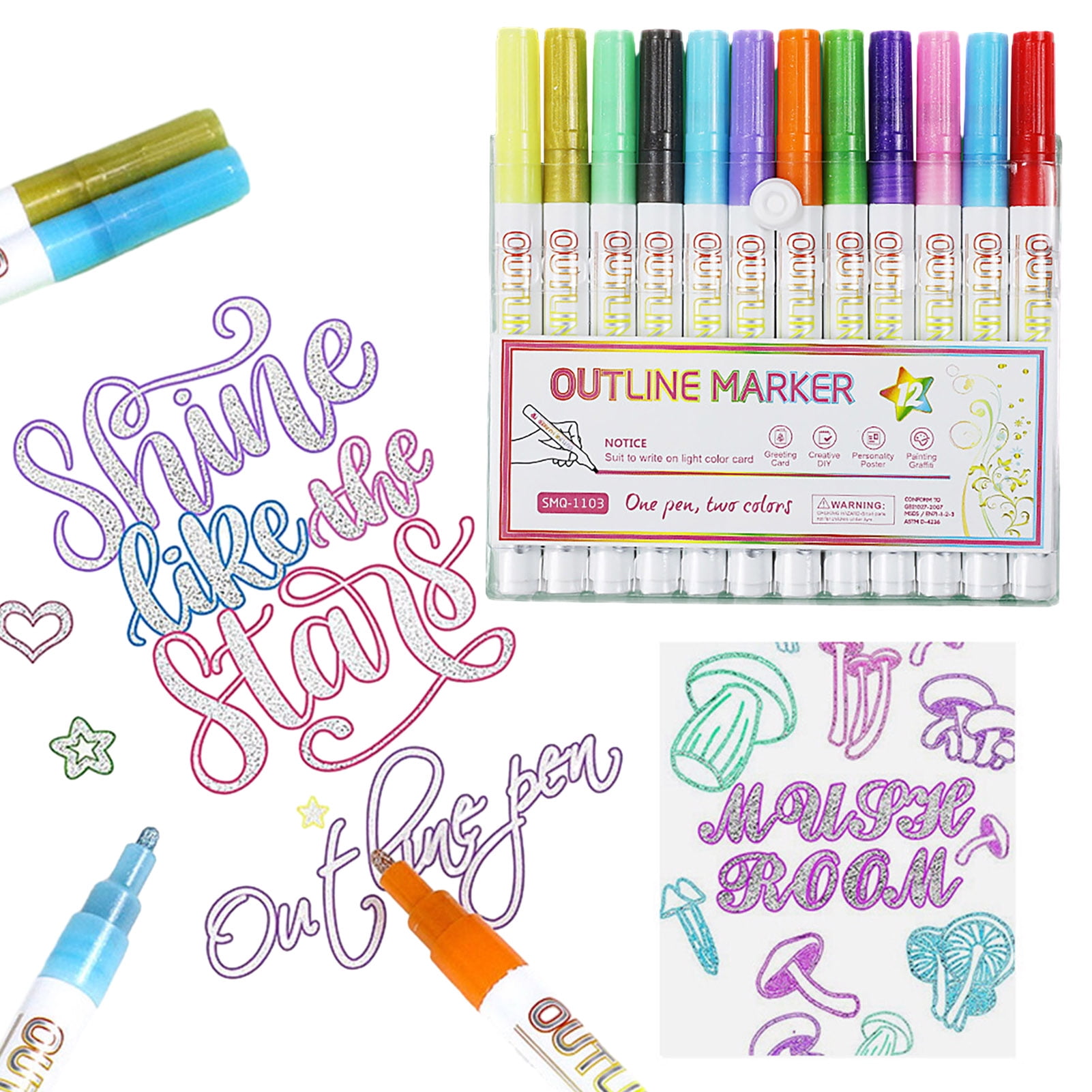 Ptetnvg 8/12/20 Pcs Highlighter Pen Set Nylon Fibre Tip Smooth Ink Fade ...