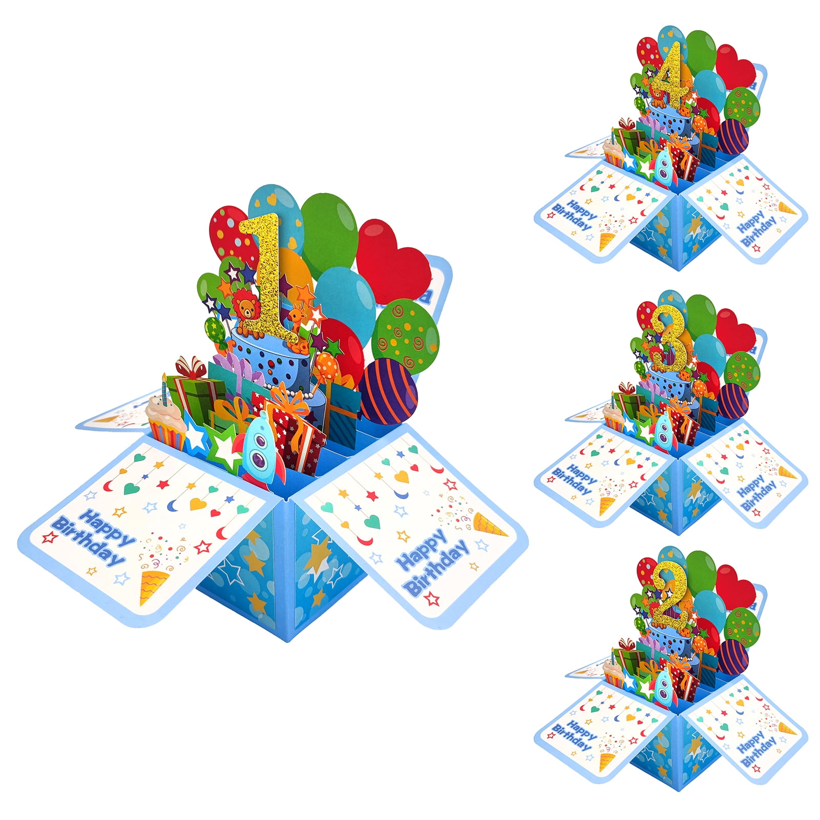 Ptetnvg Birthday Greeting Card Foldable 3D Three-dimensional Design ...