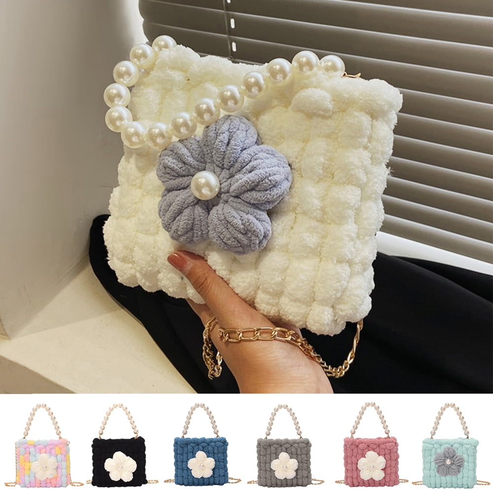 Ptetnvg Crochet Kit Handbag Diy Material Bag with Soft Plush Crochet ...