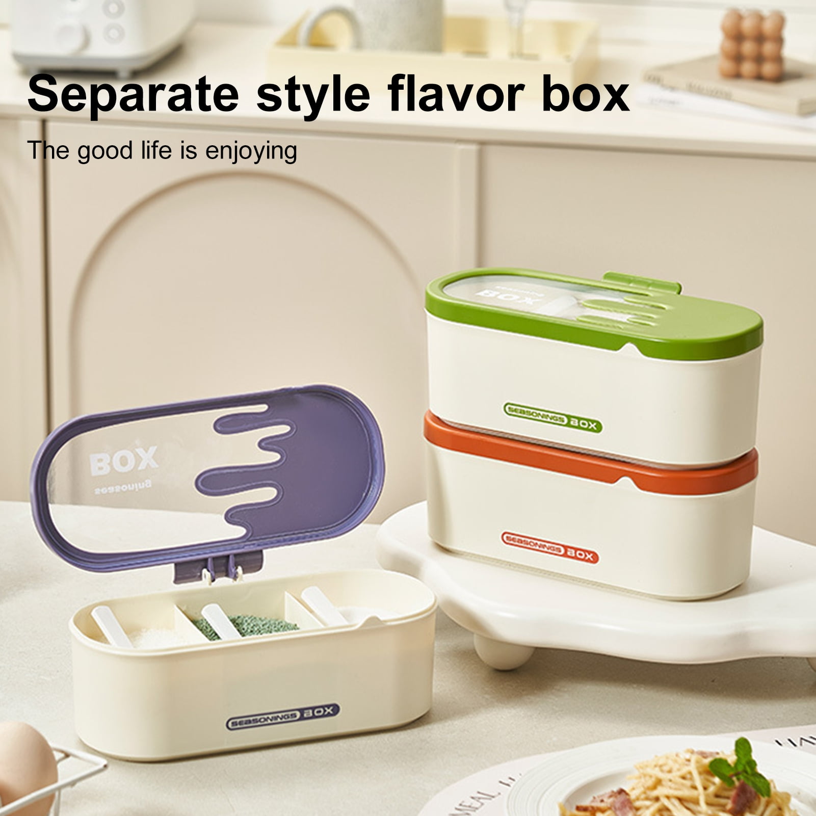 Ptetnvg One-handed Seasoning Container Box Spice Organizer Stackable ...