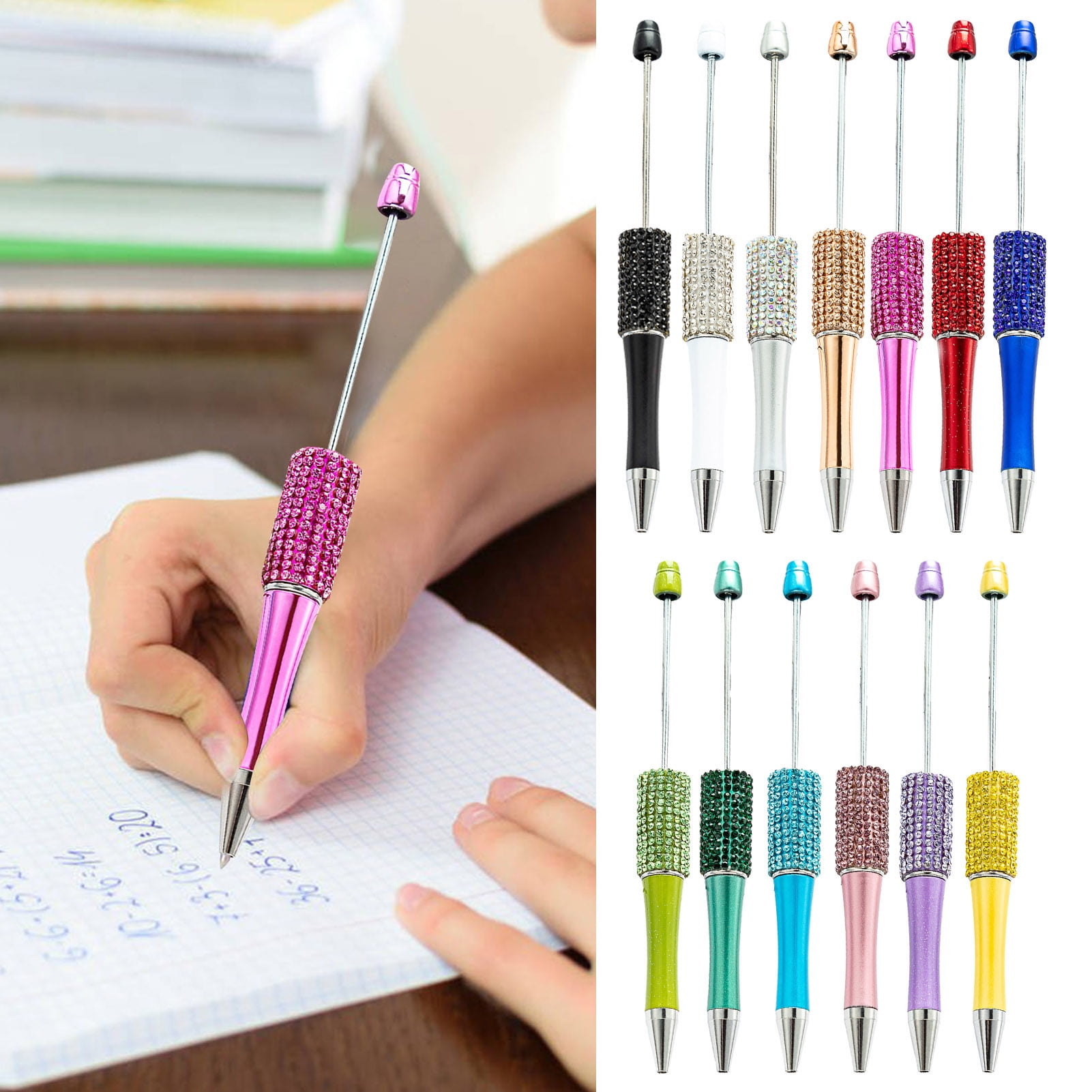 Ptetnvg Rhinestones Beaded Ballpoint Pen Assorted Colors Shell & Refill ...