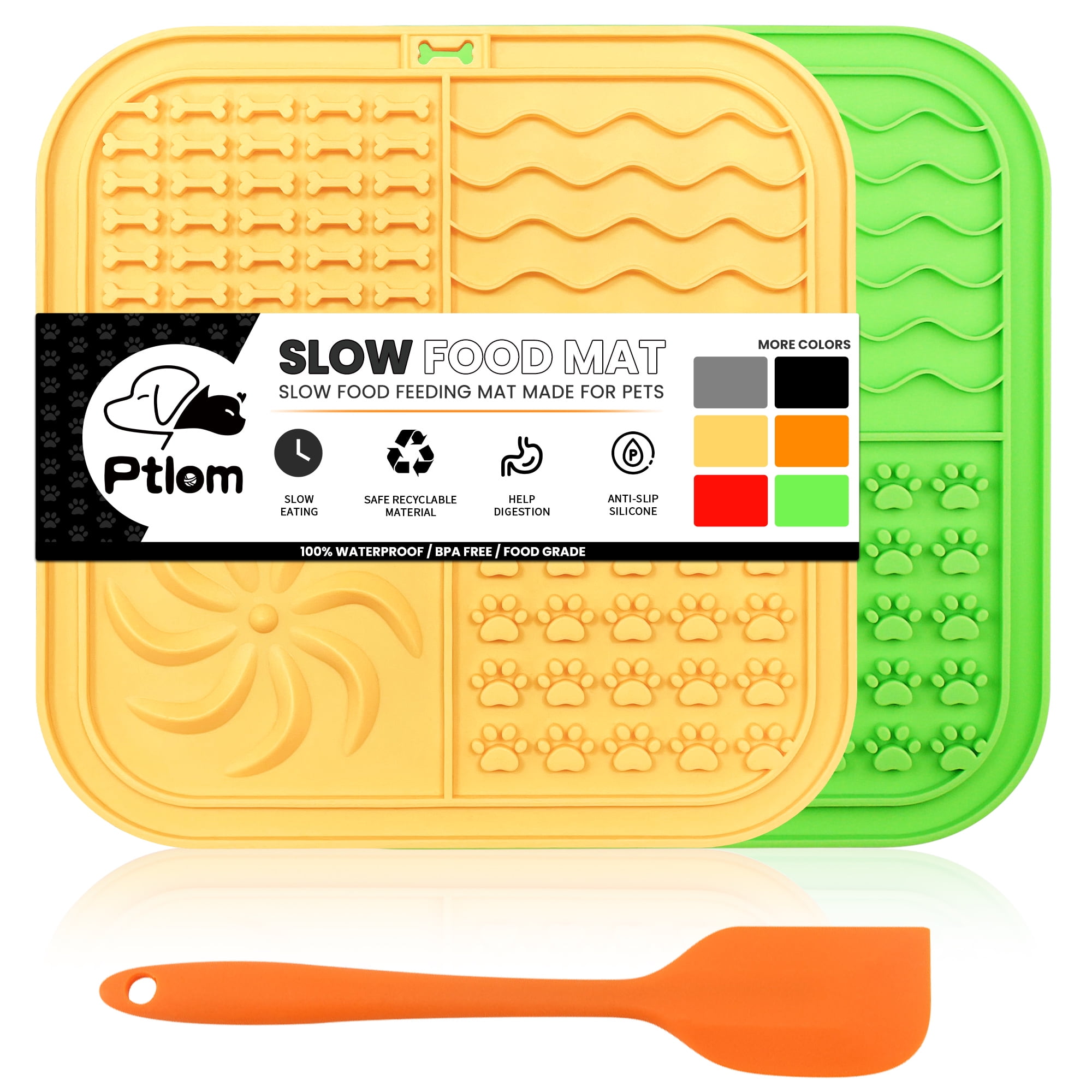 Ptlom 2Pcs Pet Lick Mats, Cat Dog Slow Feeder Placemat with Silicone ...