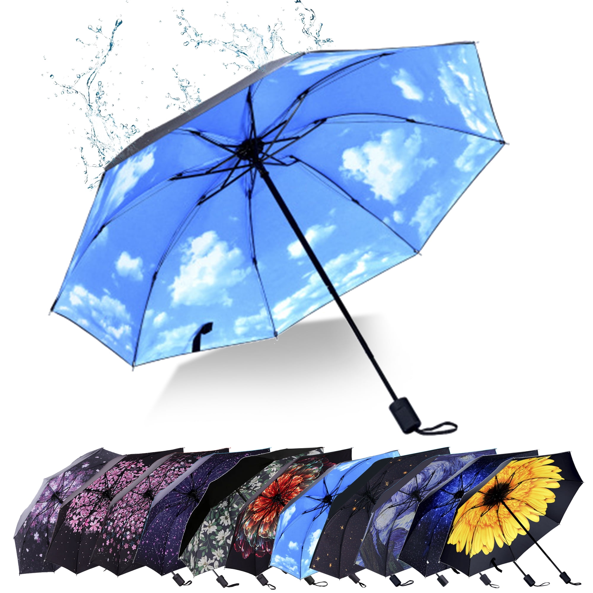 Ptlom Portable UV Protection Umbrella, Rainproof, Windproof, Folding ...