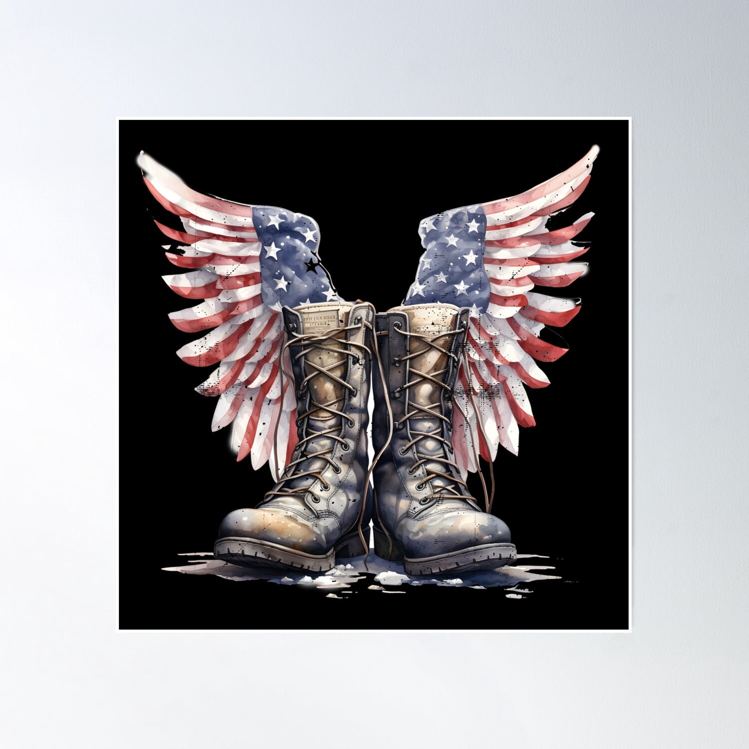 Ptsd Awareness - American Flag Military Support America Poster Wall Art ...