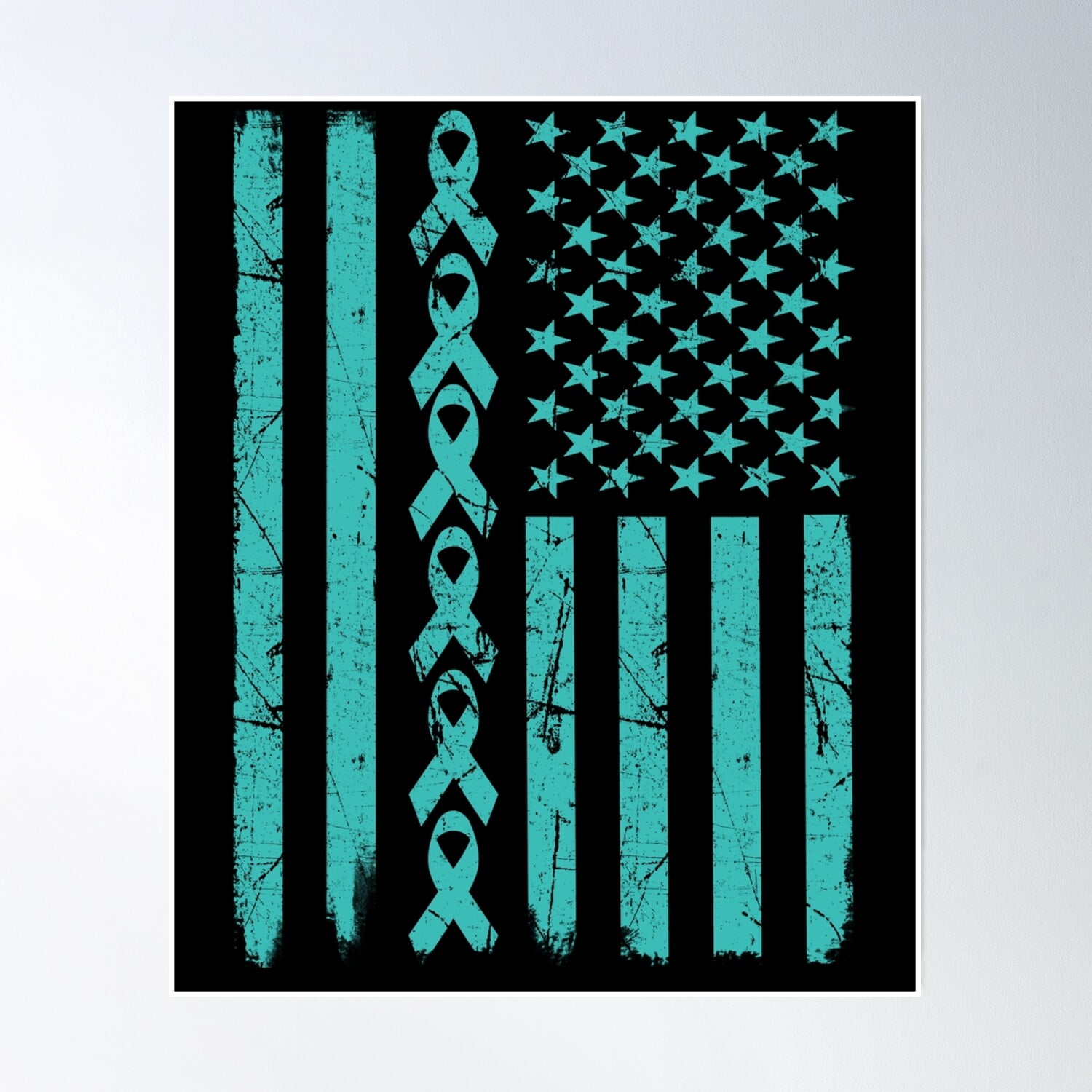 Ptsd Awareness Veteran Distressed Us Flag Poster Wall Art, Modern Wall Decor, 24x36 UNFRAMED ...