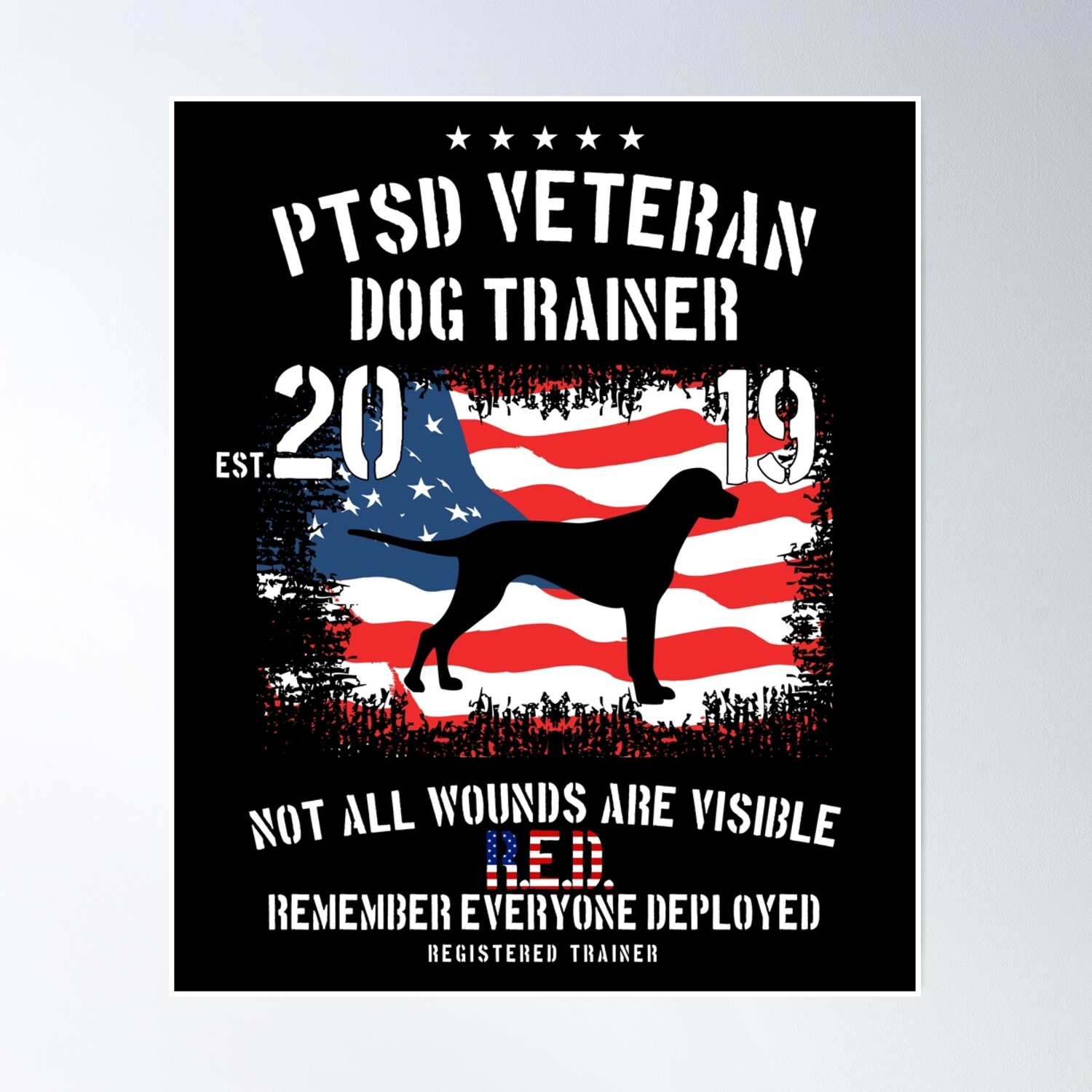 Ptsd Service Dog Trainer Veteran Poster Wall Art, Modern Wall Decor ...