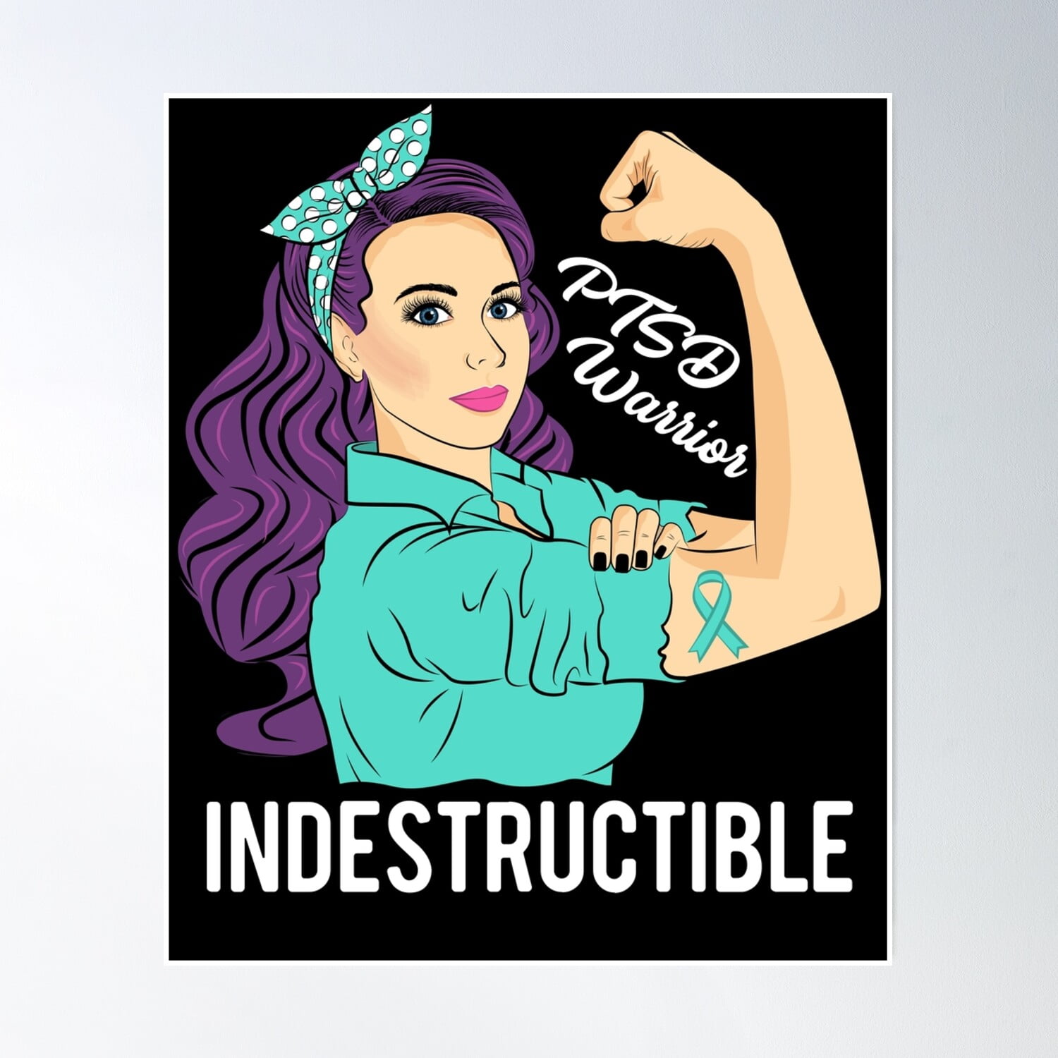 Ptsd Warrior Indestructible Post Traumatic Stress Disorder Poster Wall Art, Modern Wall Decor ...