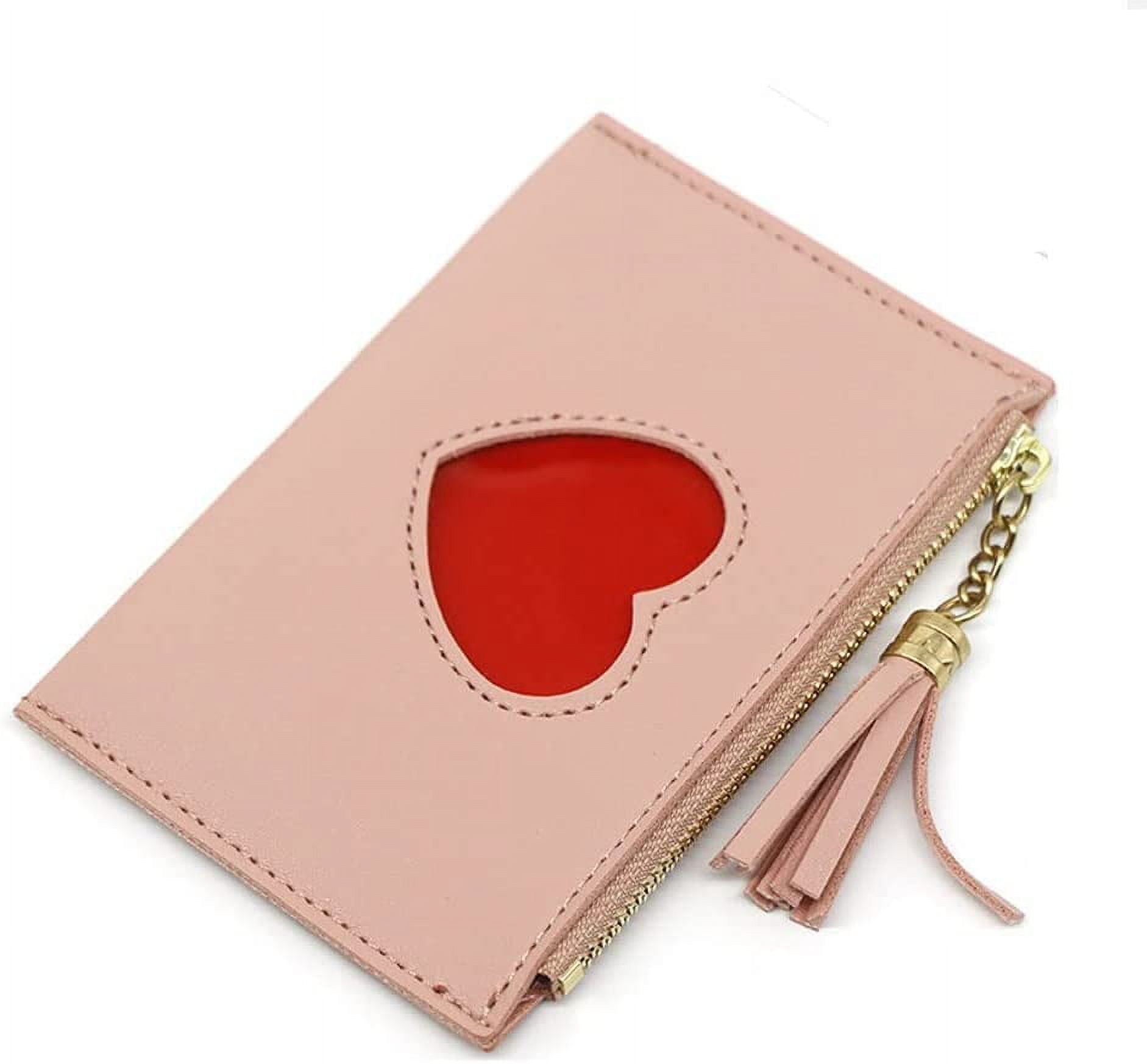 Pu Leather Credit Card Holder Clutch Wallets for Women Cute Heart Girl ...