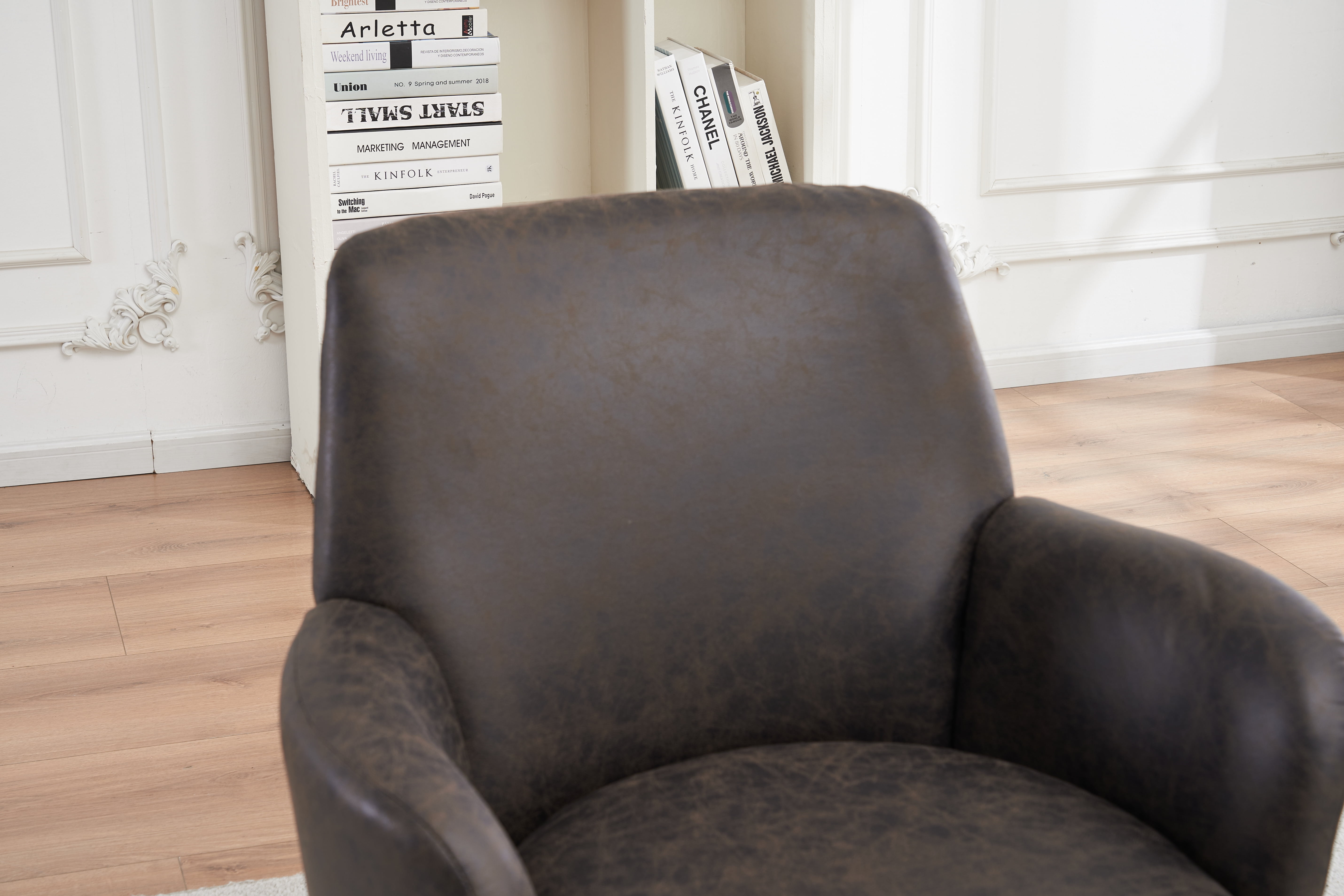 Pu Leather Swivel Barrel Chair,Swivel Accent Chairs Armchair for Living ...