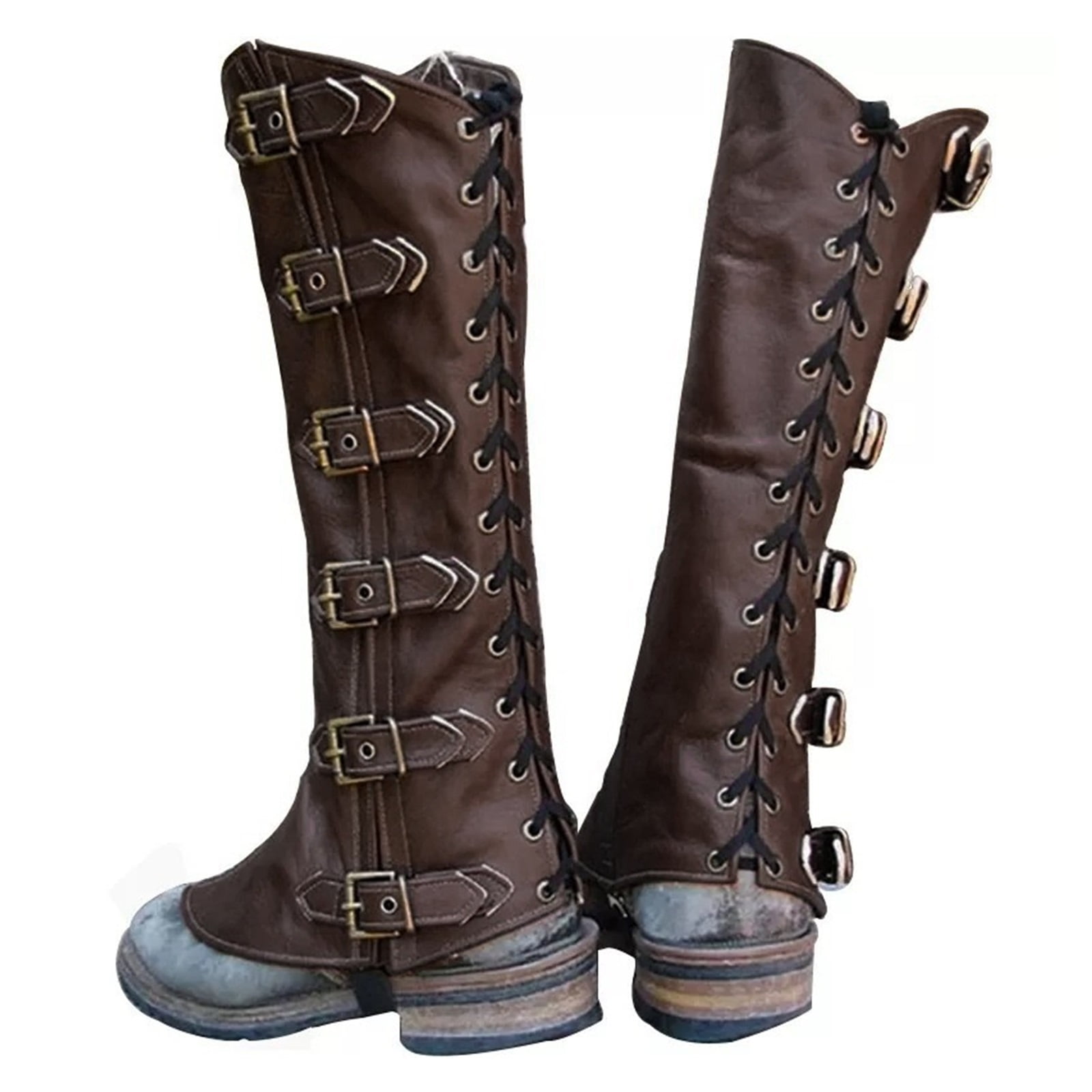 Pu Leg Guard Shoe Steampunk Medieval Gothic Shoe Cover Viking Leg ...