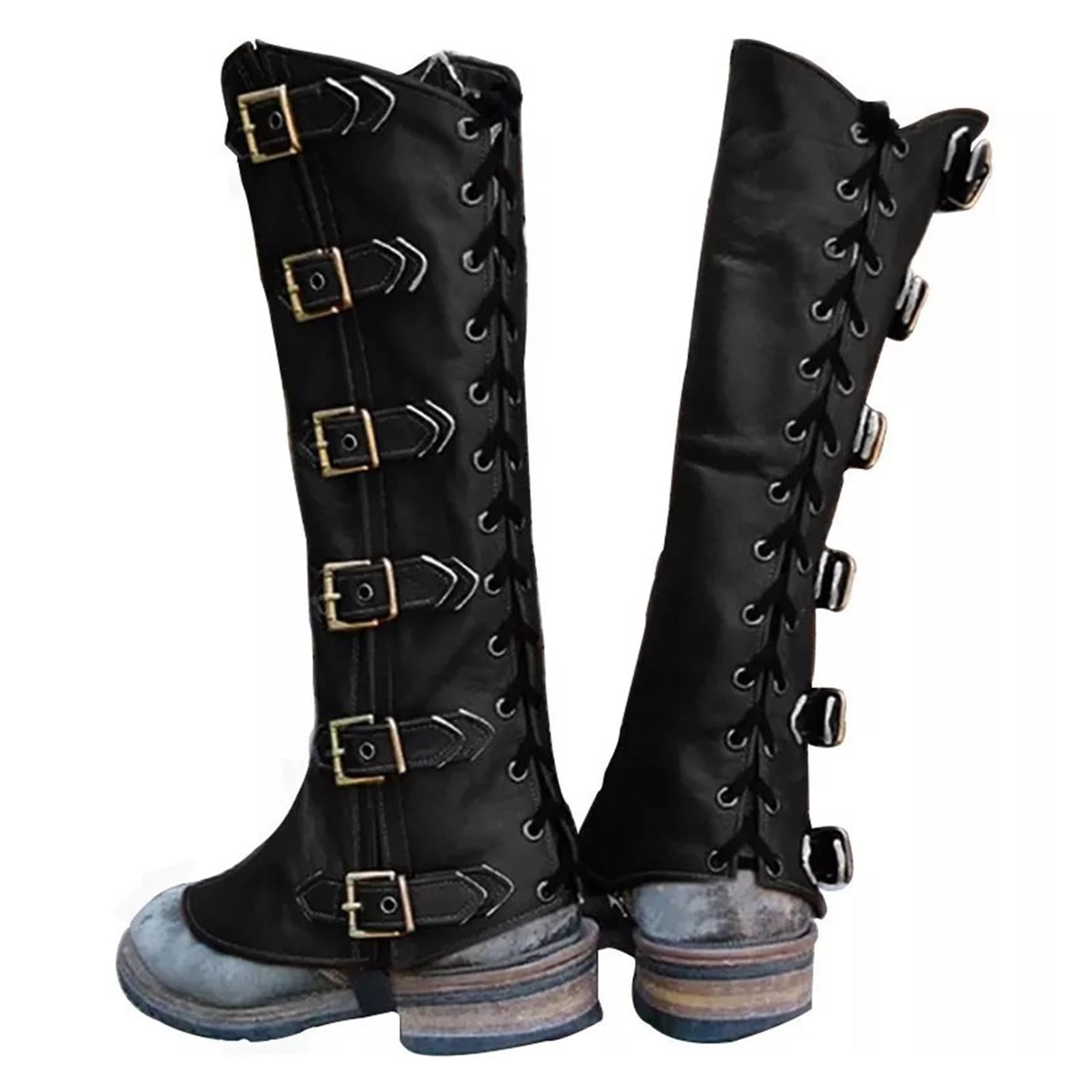 Pu Leg Guard Shoe Steampunk Medieval Gothic Shoe Cover Viking Leg ...