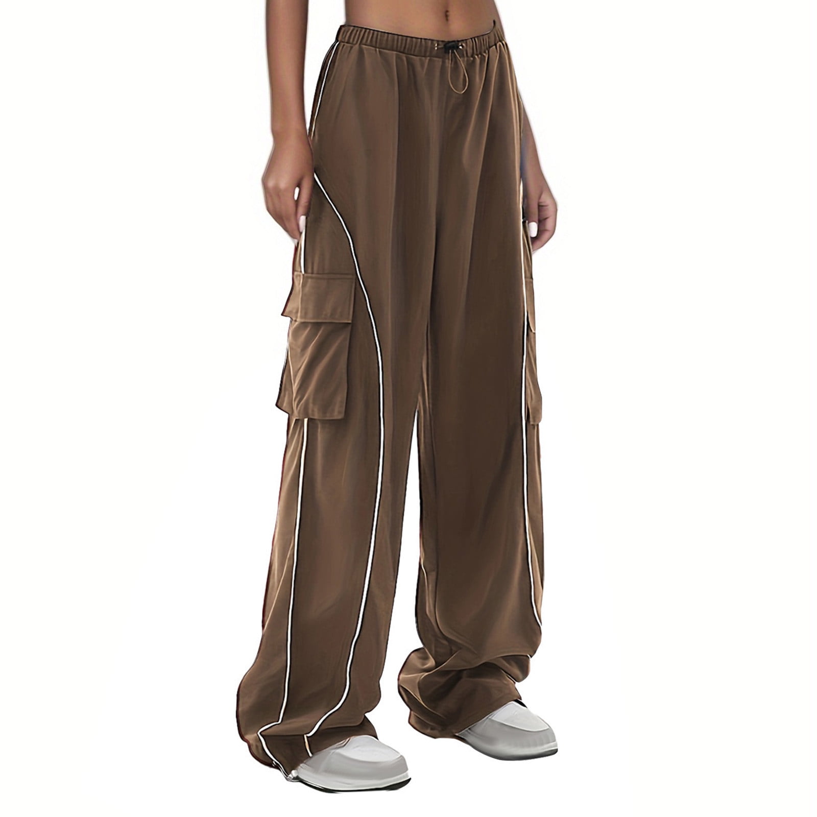 PuLe Cargo Pants Y2K Parachute Track Pants for Women Low Rise Baggy ...