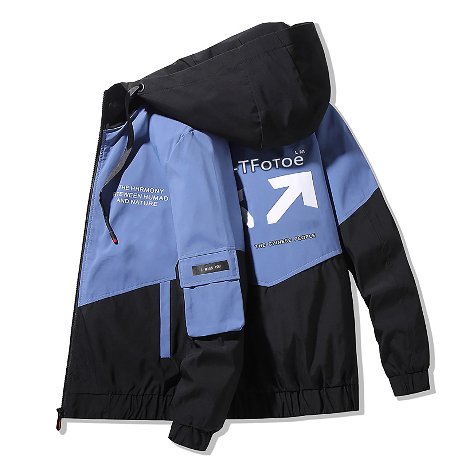 PuLe Hoodies for Men Men's Color Matching Thin Fall Outdoor Windbreaker ...