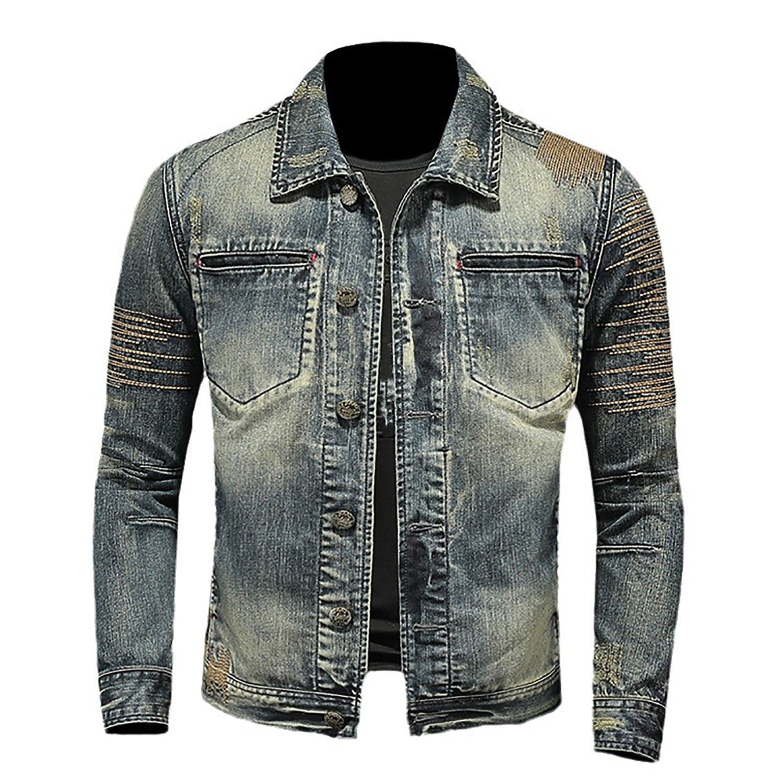 PuLe Jackets for Men Men's Solid Color Button Pocket Slim Fashion ...