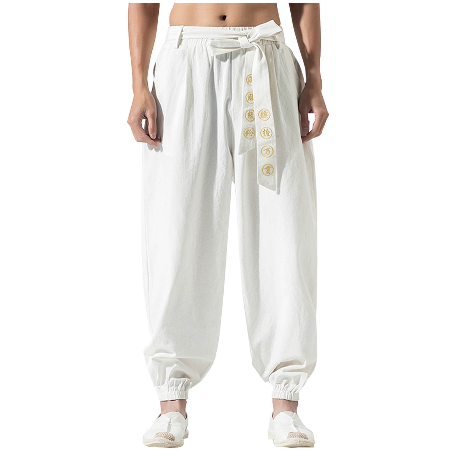 PuLe Men's Pants Men Chinese Style Kung Fu Pants Tai Chi Loose Trousers ...