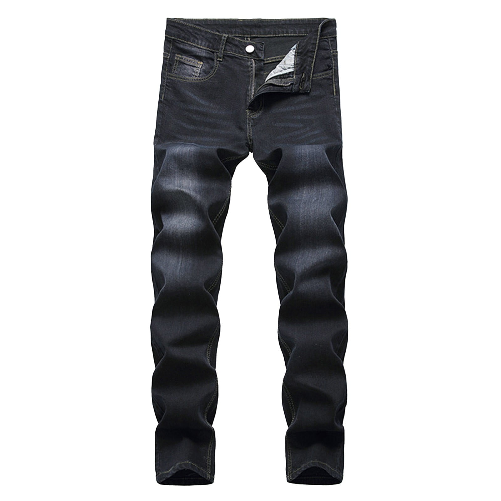 PuLe Men's Pants Men's Ripped Slim Fit Straight Leg Jean Denim Pant ...