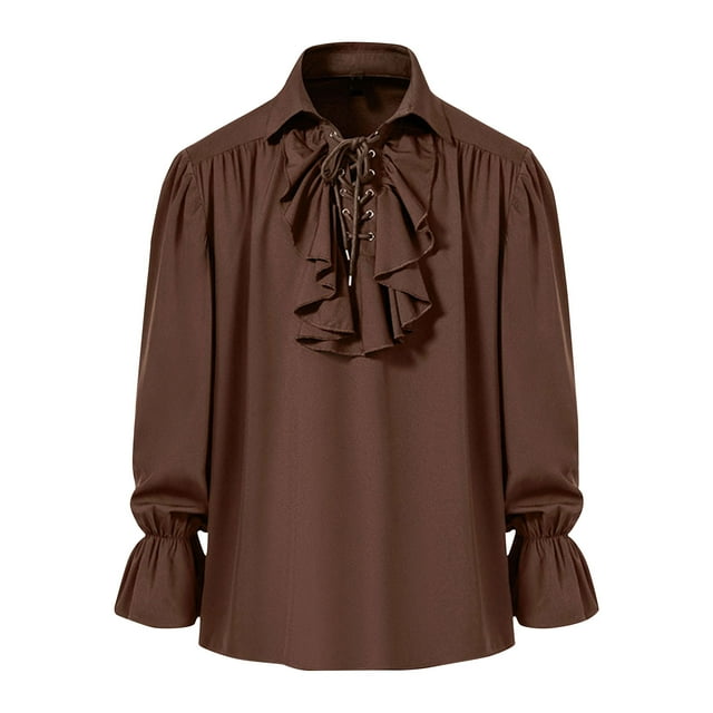 PuLe Mens Pirate Shirt Ruffle Victorian Renaissance Steampunk Vampire ...