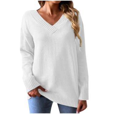 Eytino Sweaters for Women V Neck Sweater Lightweight Crochet Sweater ...