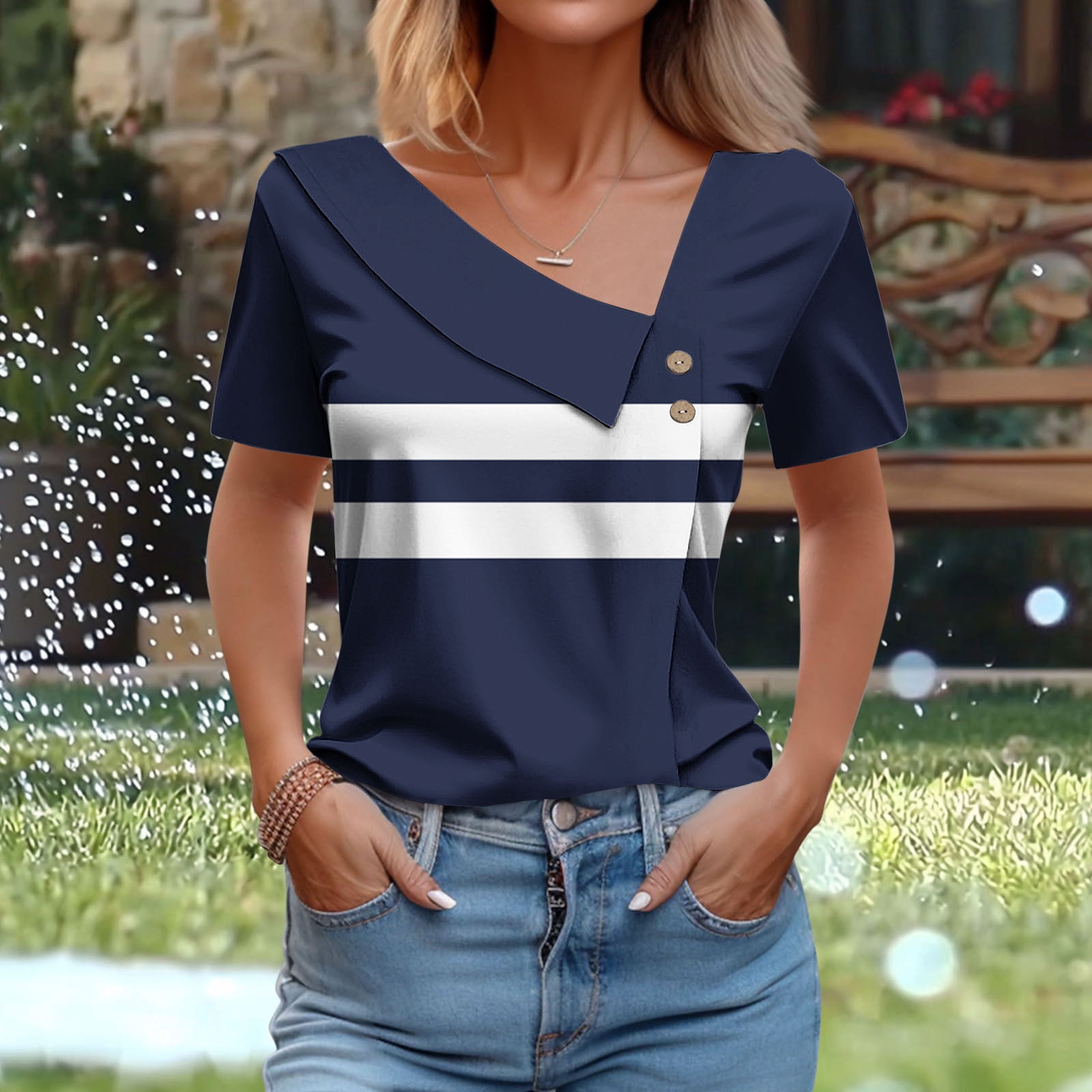 Pohista Womens Work Tops with Sleeves Button up Shirt Women Fitted ...