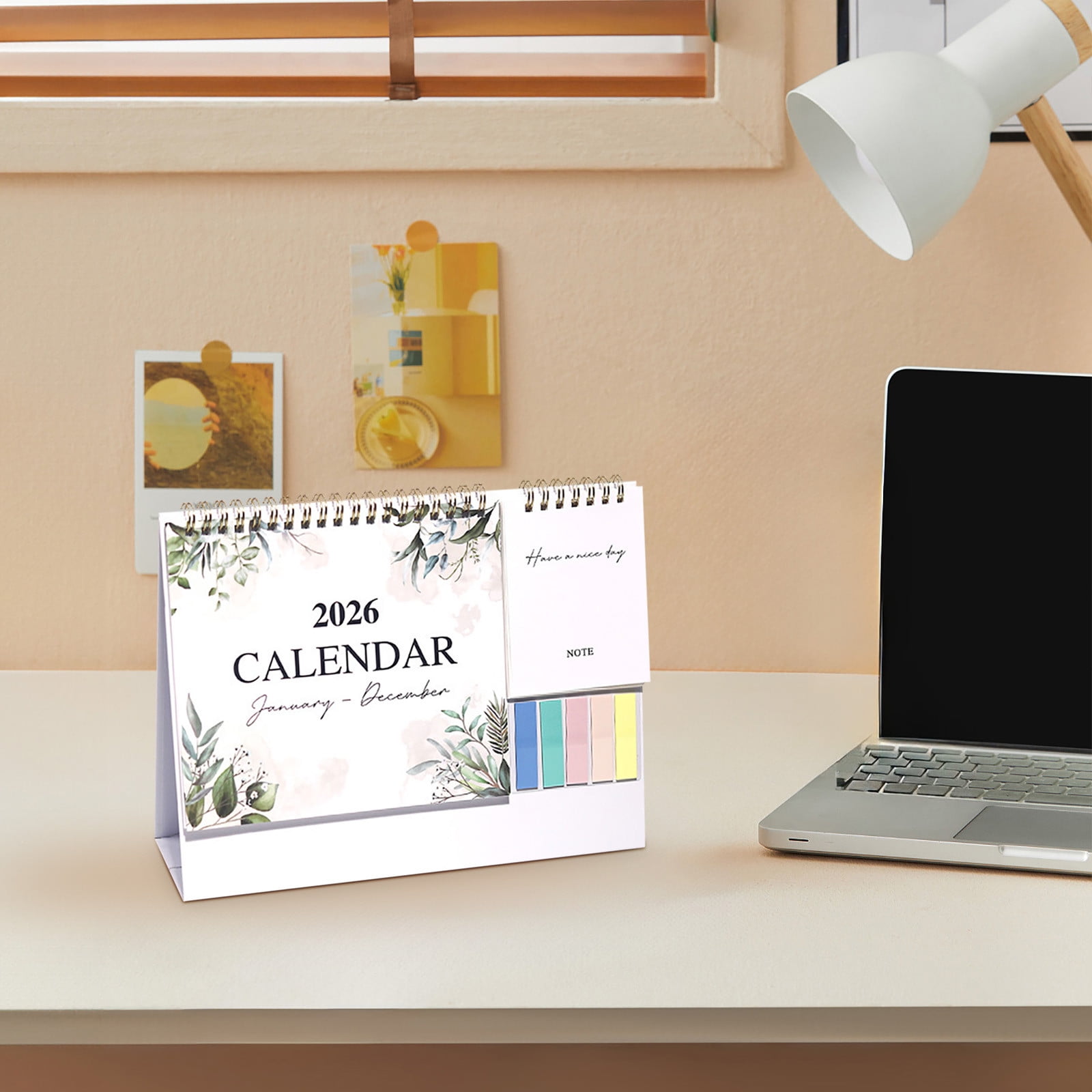 PuSpu Home Decoration Office Desktop Calendar 2026 English Clock In ...