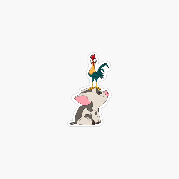 Pua And Hei Hei Sticker, Phone Decal Water Bottle Stickers Car Decals ...