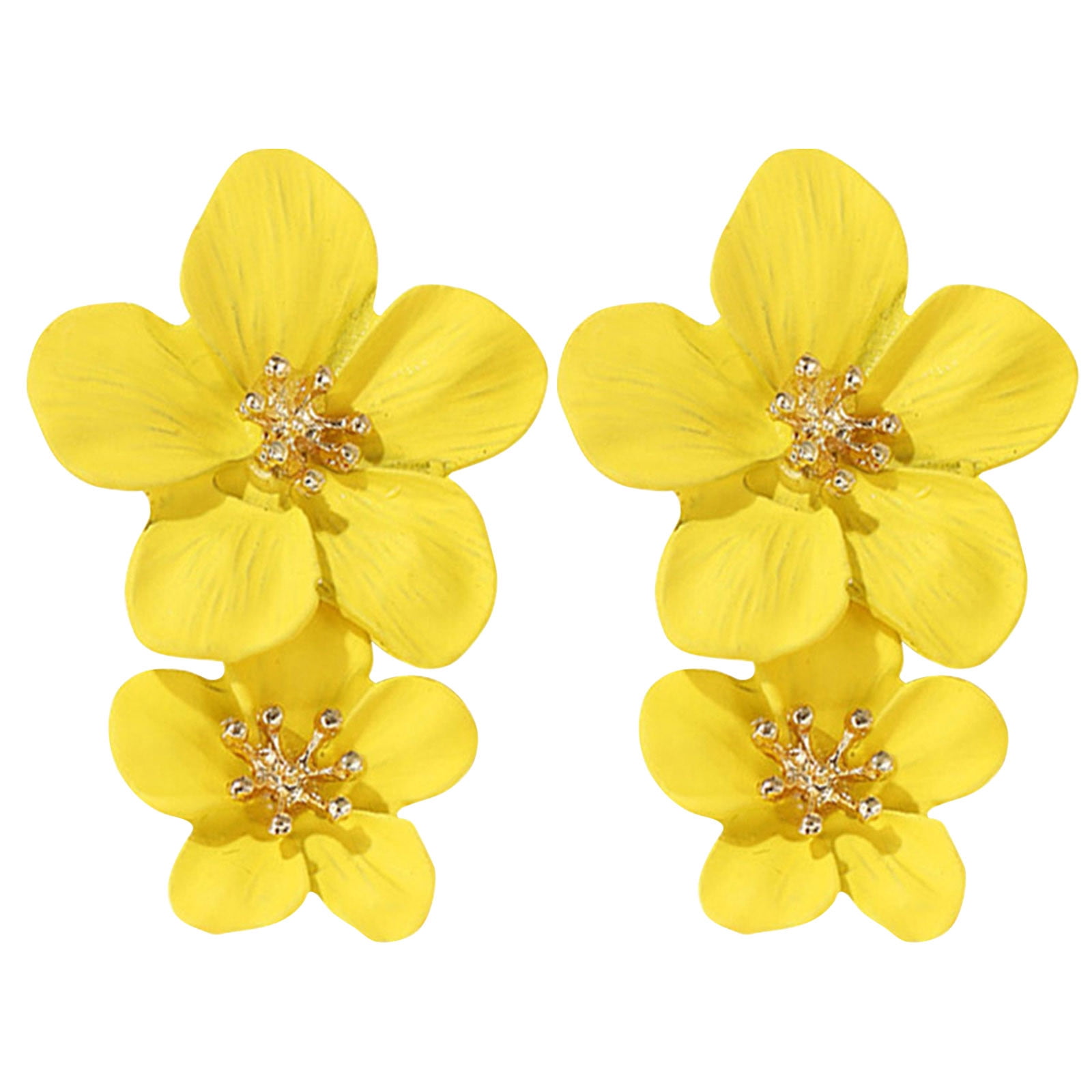 Puawkoer Elegant Large Metal Double 80S Earrings for Women Luster Matte ...