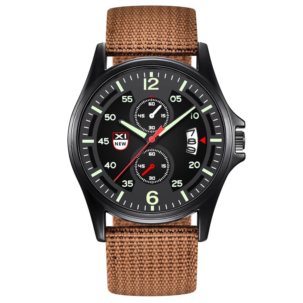 Puawkoer Military Nylon Waterproof Date Electric Watch for Men Quartz ...