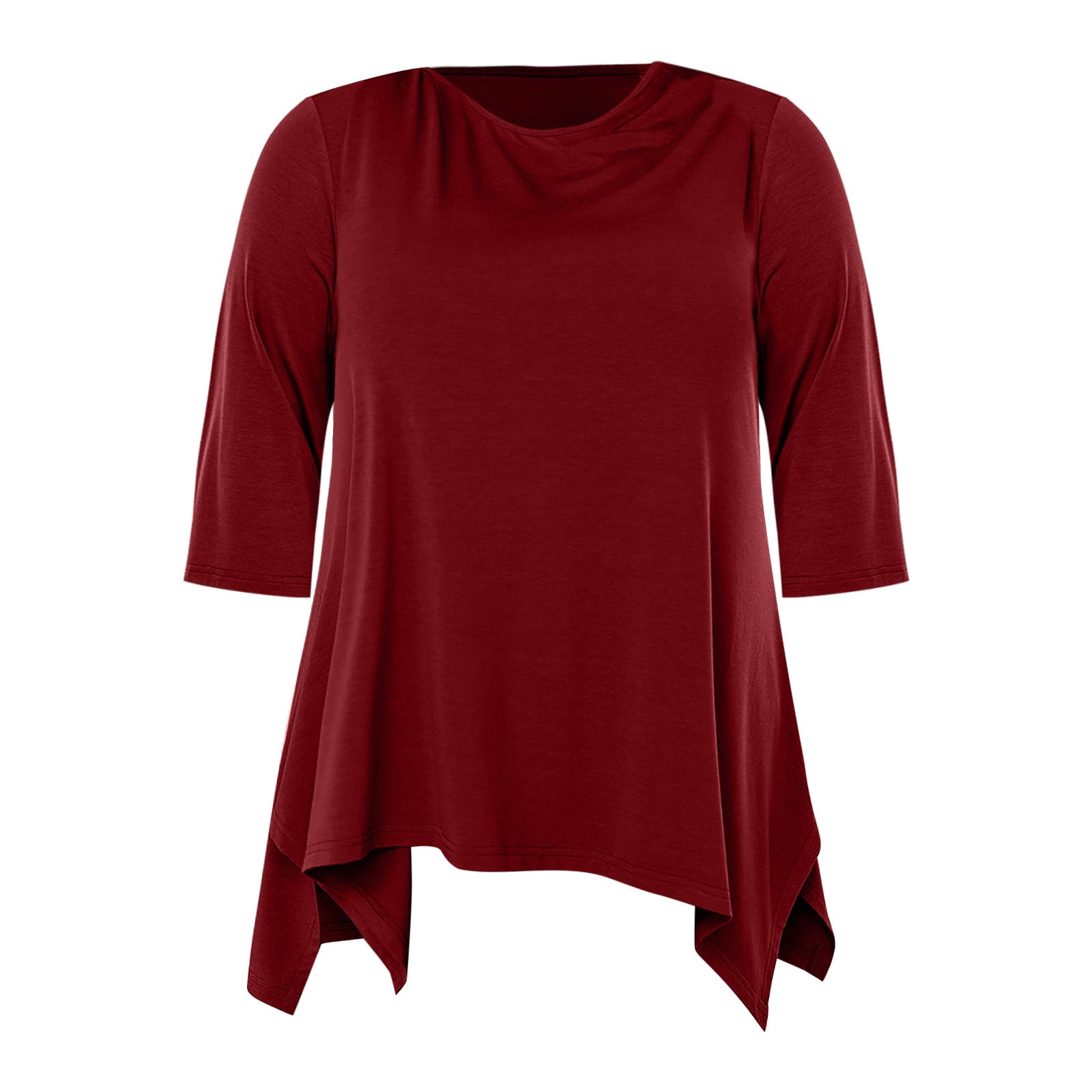 Puawkoer Plus Size Tunic Top For Women 3/4 Sleeve Blouse Purple Gray 3X ...