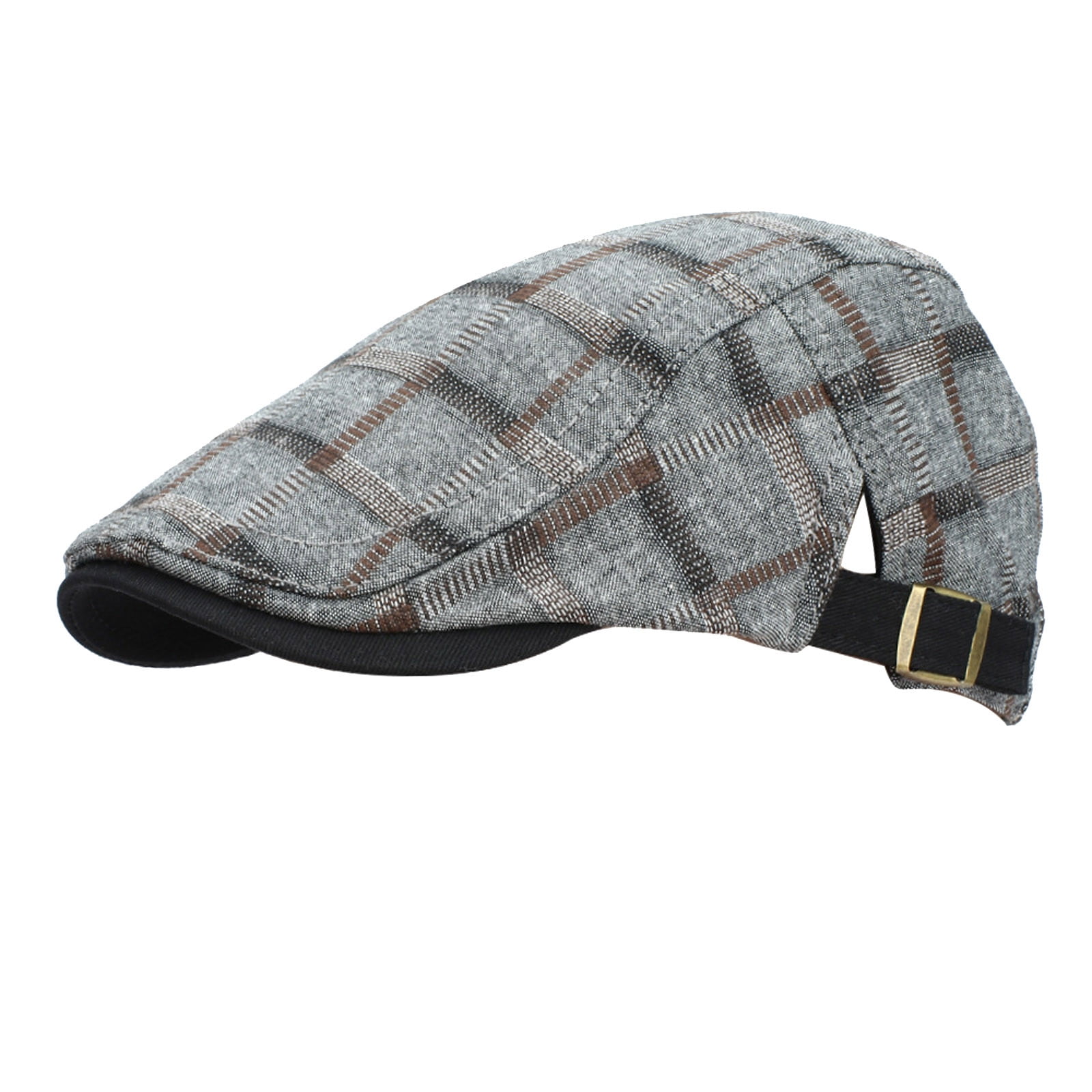 Puawkoer Women Men Plaid Embroidery Hat Simple Peaked Cap Washed ...