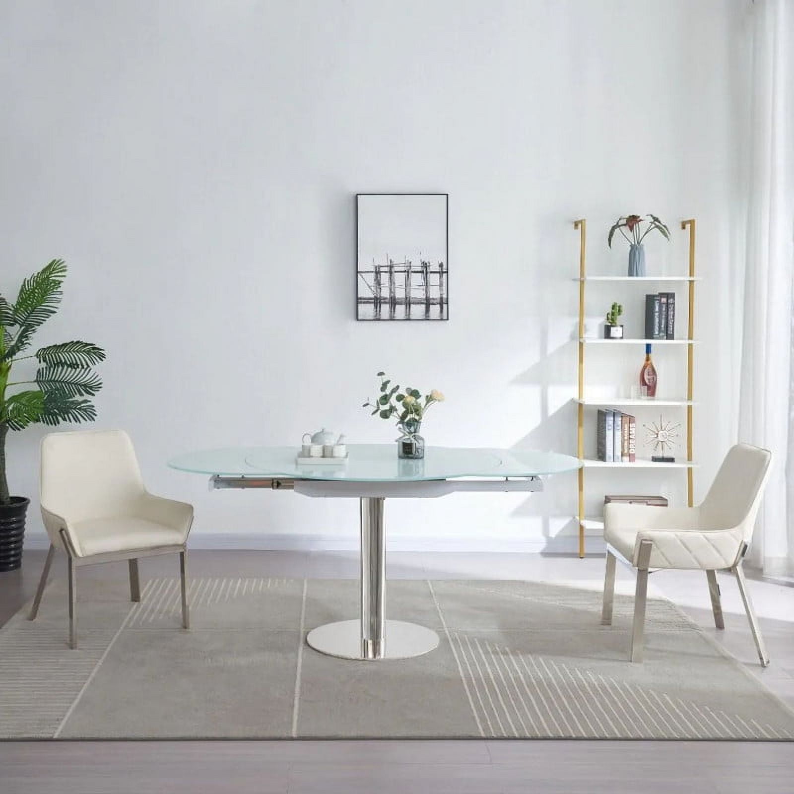 Pub Extension Modern Dining Room Set with Miami Chair in White, 5-Piece ...
