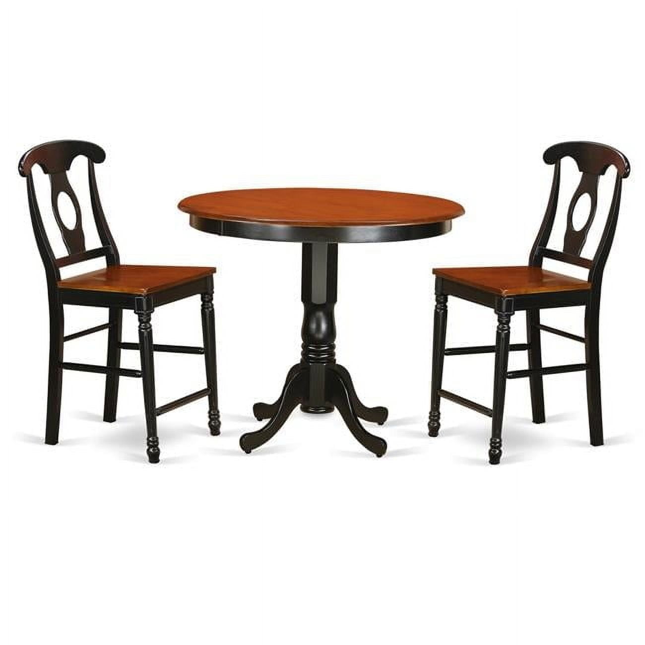 Pub Small Kitchen Table & 2 Counter Height Stool, Black Finish ...